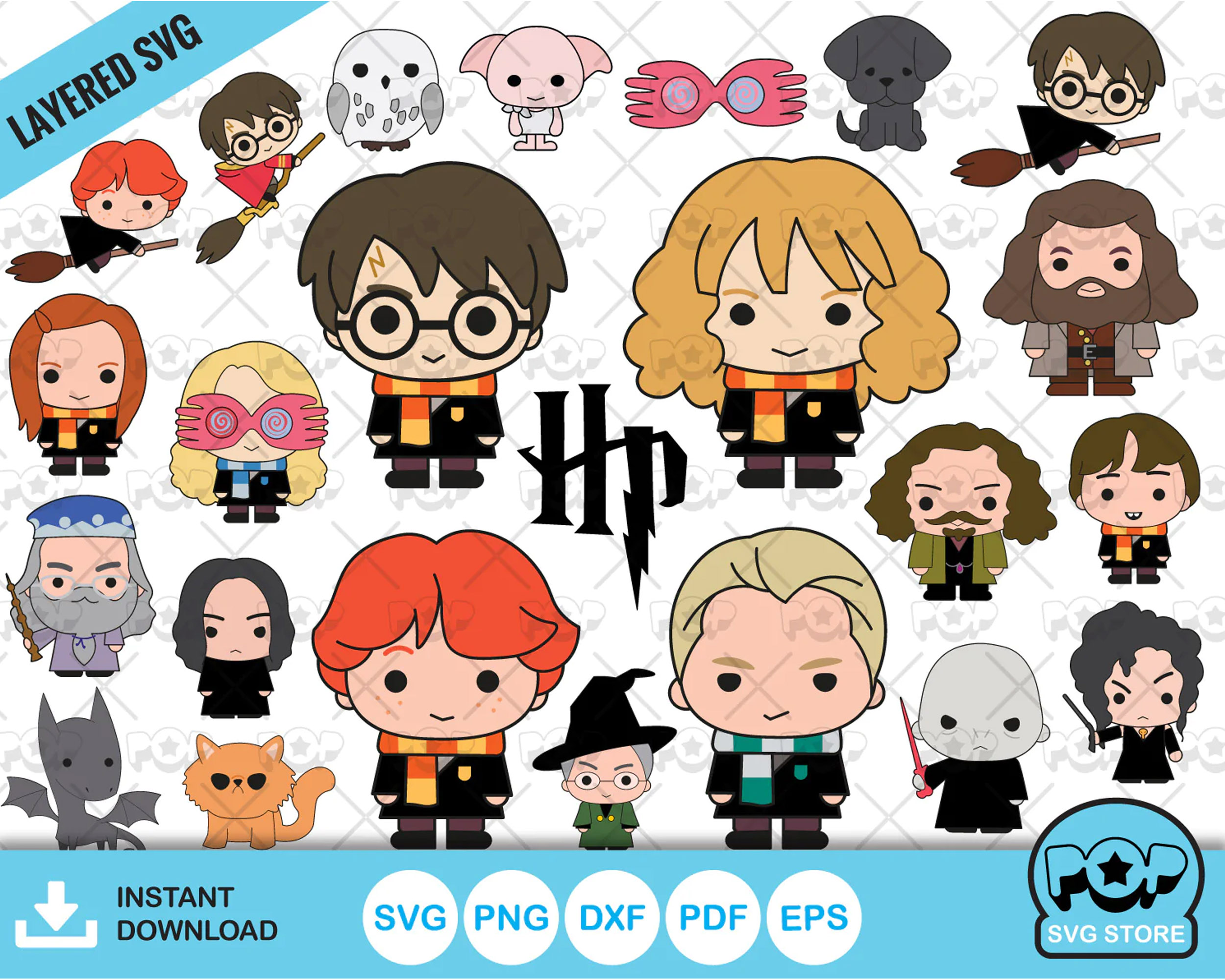 Chibi Harry Potter Clipart Set Harry Potter Svg Cut Files F Inspire Uplift