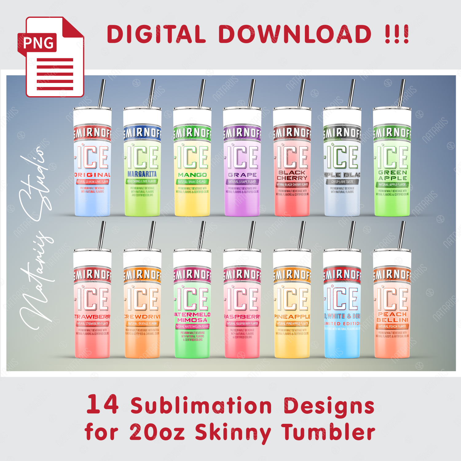 14 Smirnoff Templates Seamless sublimation 20oz Tumbler - Inspire Uplift