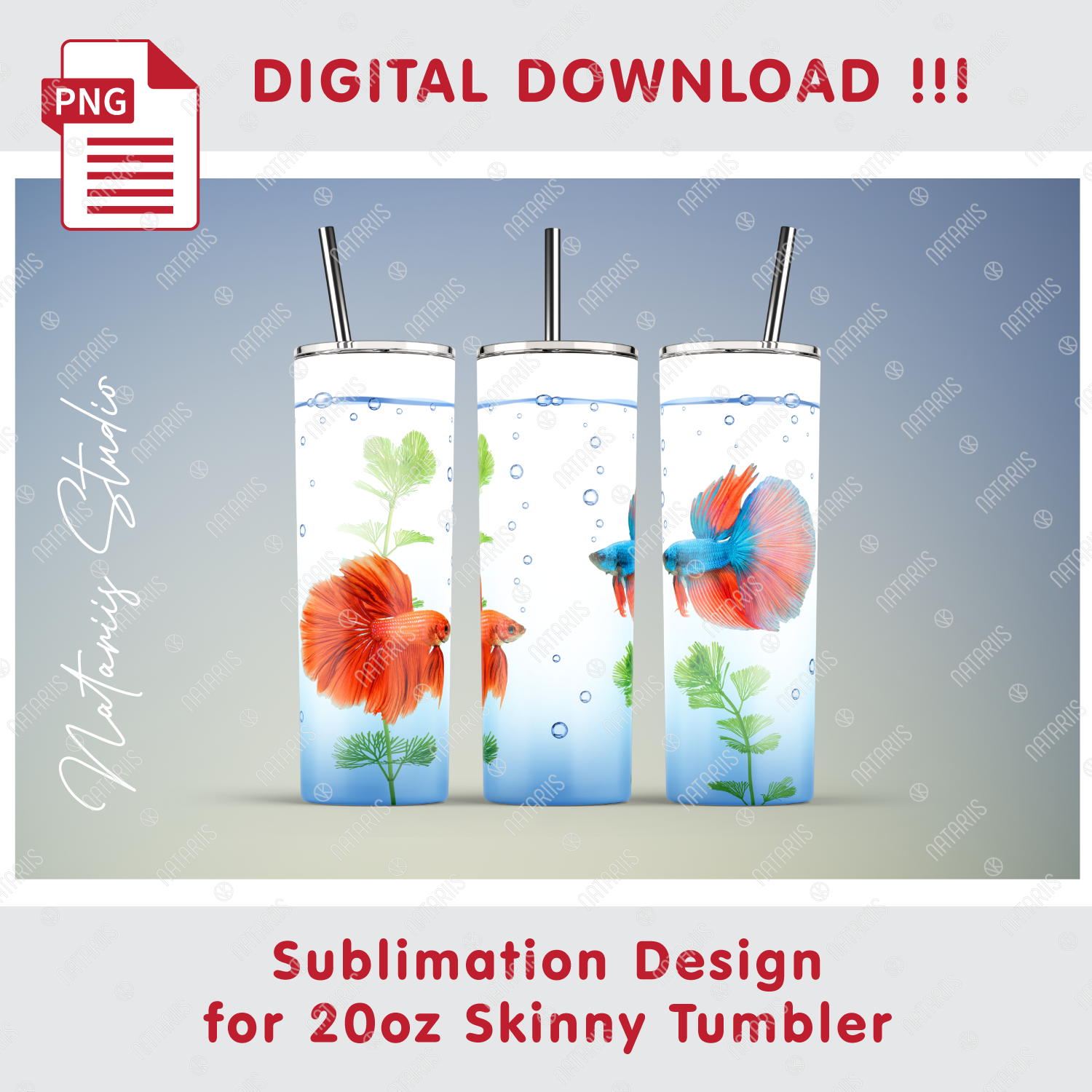 Aquarium Fish Template Seamless sublimation 20oz Tumbler - Inspire Uplift