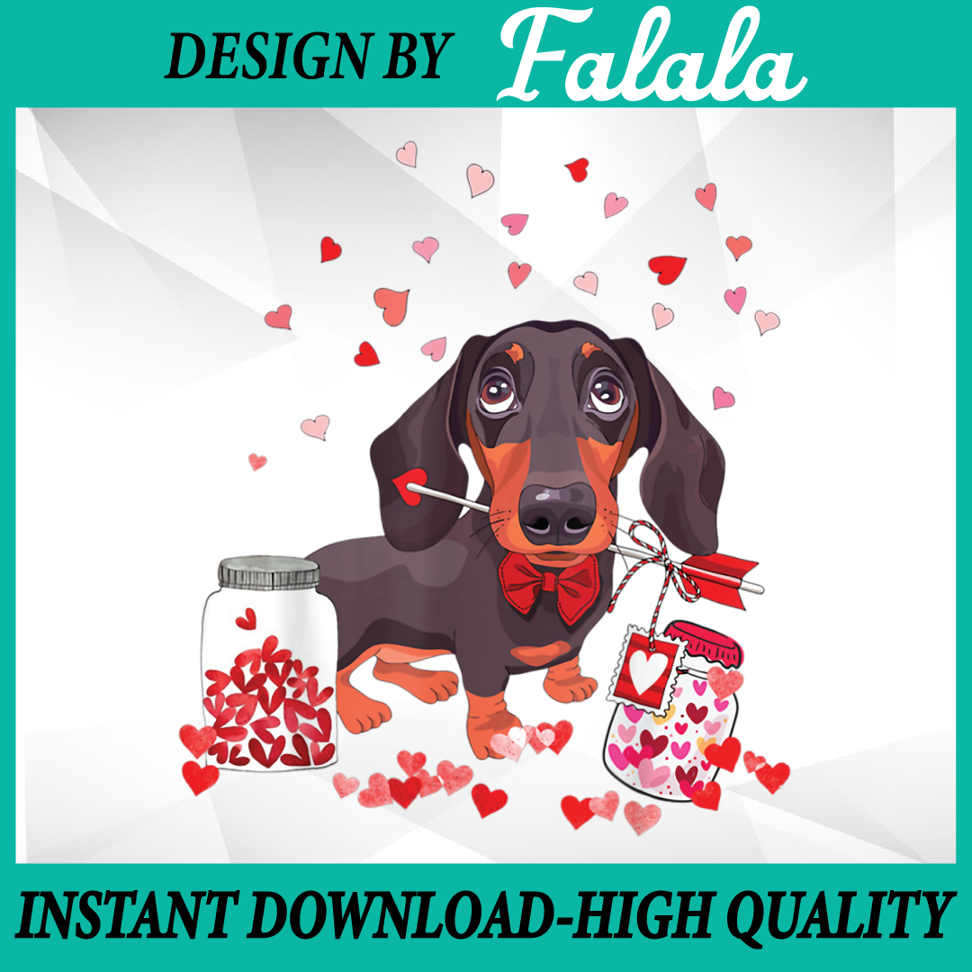Dog Valentine Cute Dachshund Valentine's Day Png, Funny Vale - Inspire ...