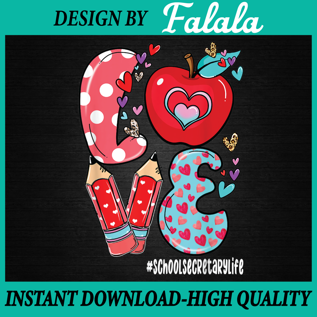 LOVE School Secretary Life Leopard Heart Valentine's Day Png - Inspire ...