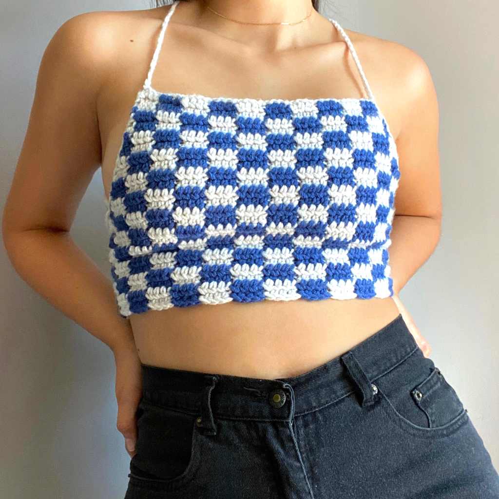 Crocheted Plaid Top, Crop top, Crocheted Top, Crochet withou | Inspire ...