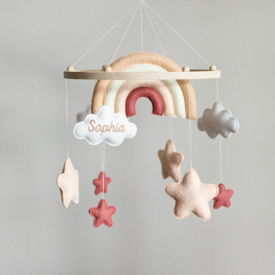 Personalized rainbow baby mobile, Stars crib mobile, Cloud n - Inspire ...