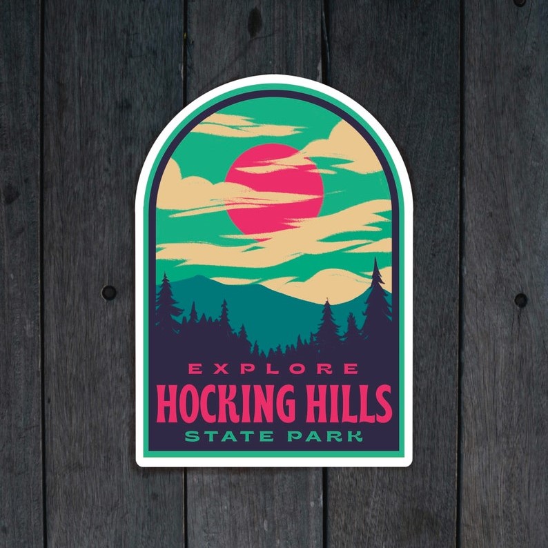 Hocking Hills State Park Sticker Retro Sunset Decal - Inspire Uplift