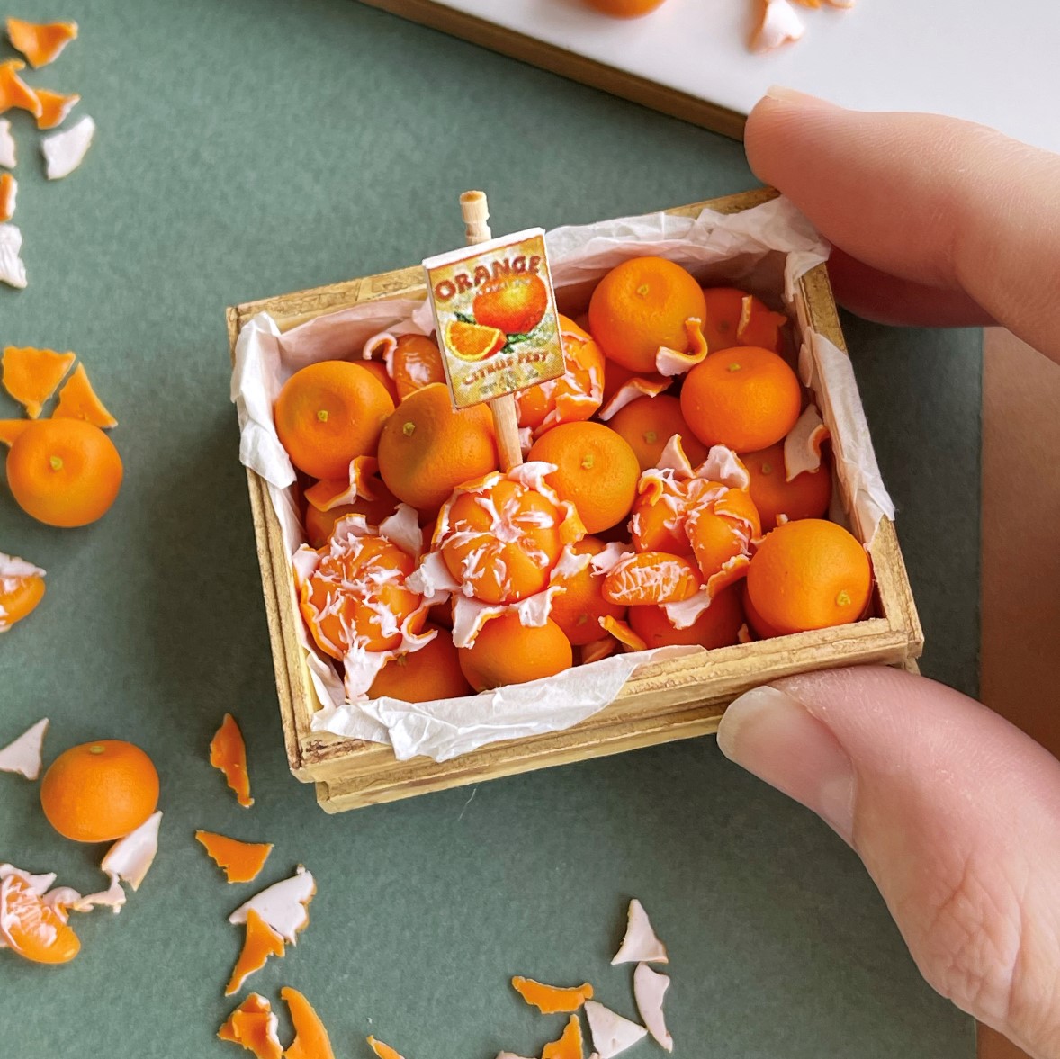 Dollhouse miniature box with tangerines for playing with dol | Inspire ...