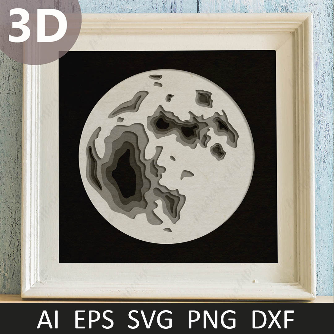 Shadow box svg tempate, Realistic moon light box svg, Kids r | Inspire ...