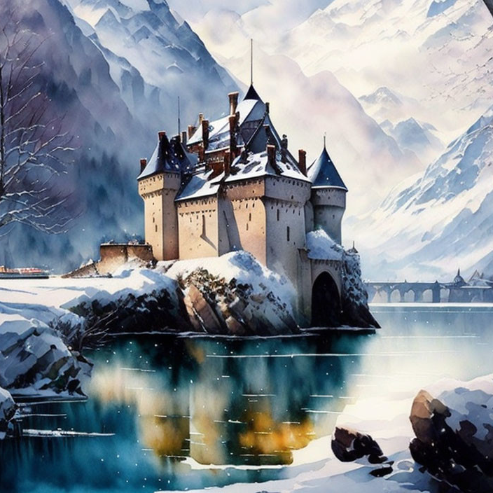 Chillon Castle Chillon Castle at lake Geneva in winter time, | Inspire ...