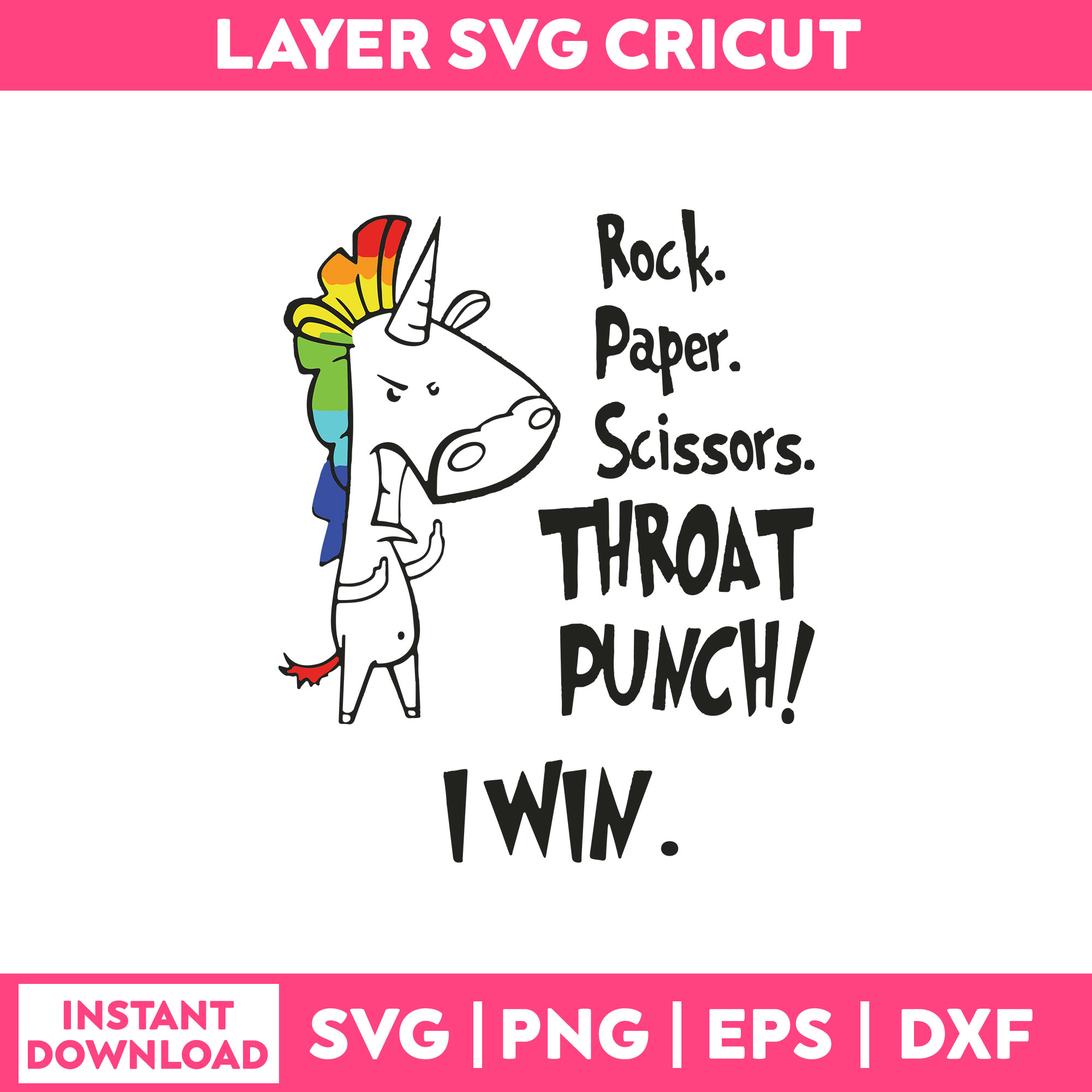 Rock Paper Scissors Throat Punch I Win Svg, Unicorn Svg, Png - Inspire ...