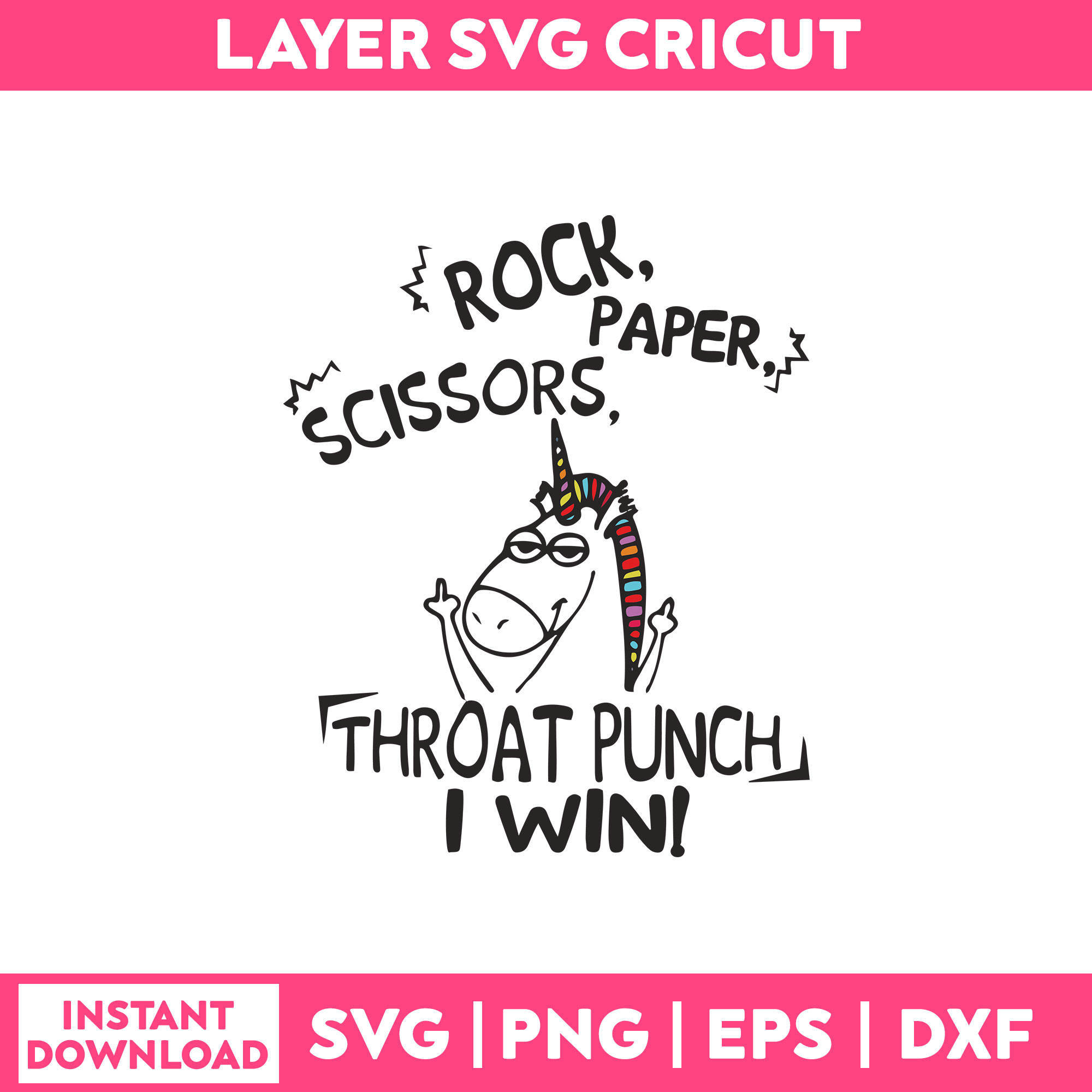 Rock Paper Scissors Throat Punch I Win Svg, Unicorn Svg, Png - Inspire ...