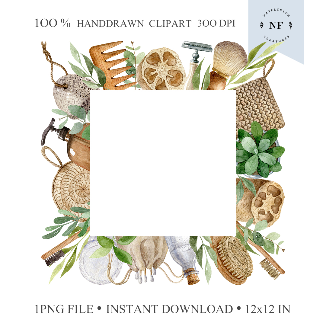 Zero waste Frame Clip Art. Eco Friendly Lifestyle. Watercolo | Inspire ...