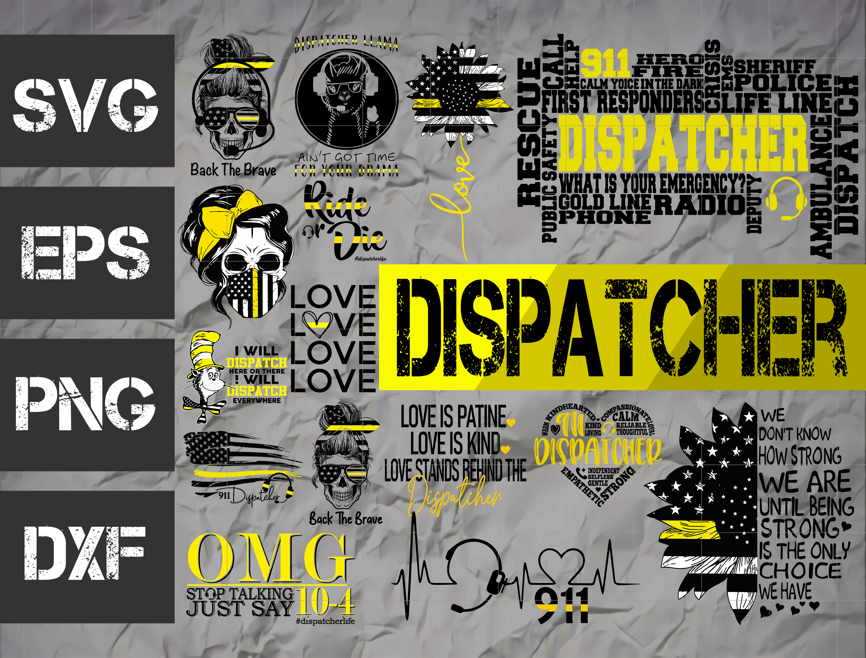 Dispatcher SVG bundle , 911 svg dxf eps png , distressed fla | Inspire ...