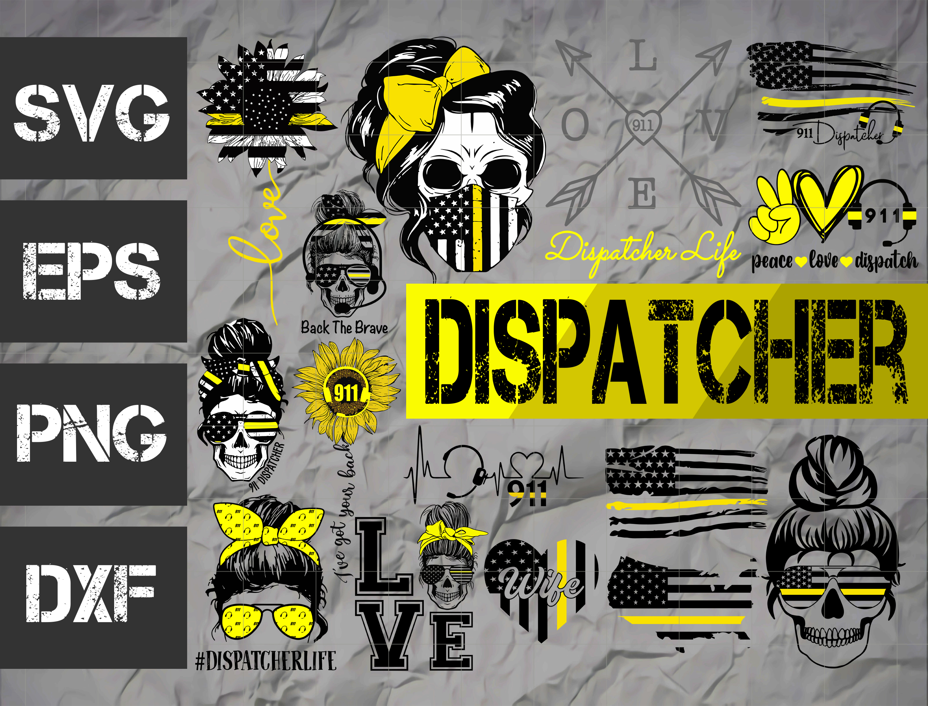 Dispatcher SVG bundle , 911 svg dxf eps png , distressed fl - Inspire ...