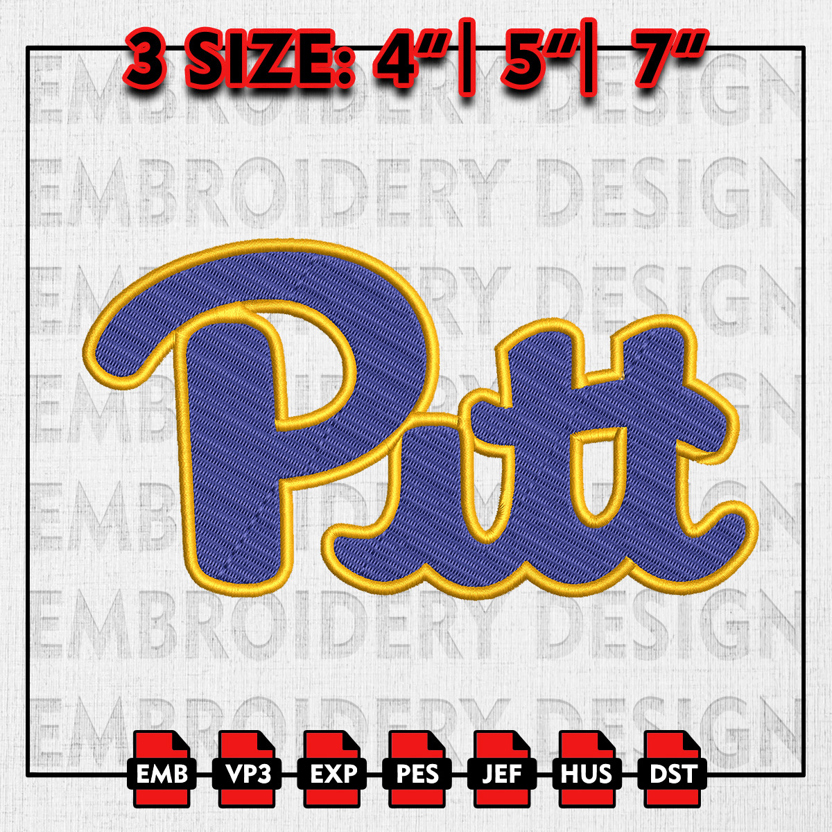 Pittsburgh Panthers Embroidery file, NCAA D1 teams Embroider | Inspire ...