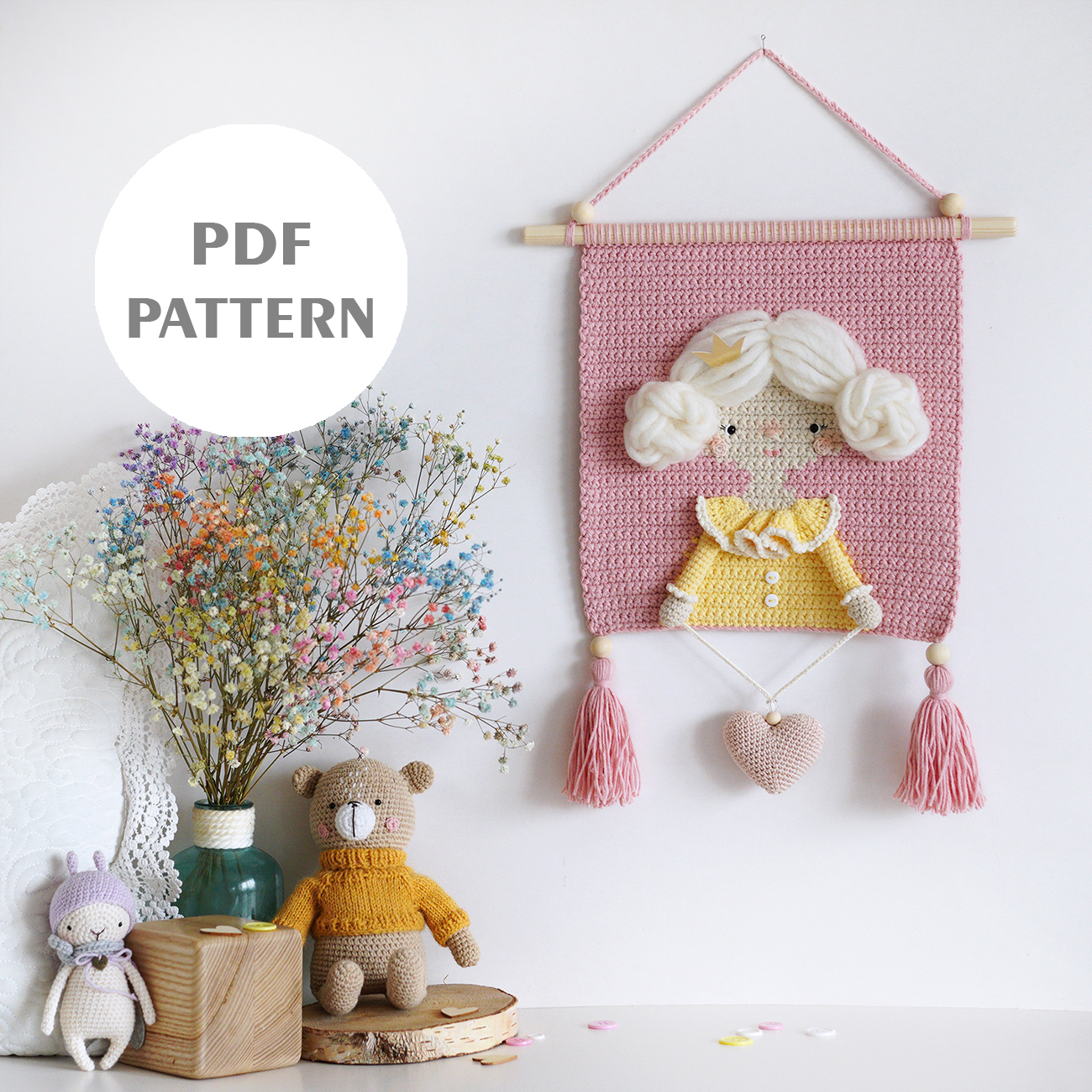 Crochet princess, Wall hanging decor pattern, Crochet patter - Inspire ...