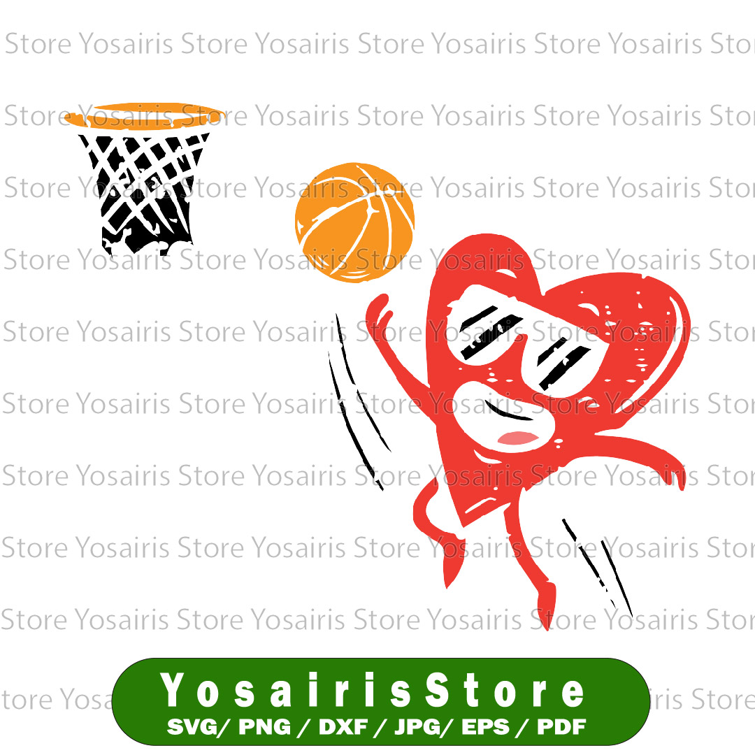 Heart Playing Basketball Svg, Cute Valentines Day Sports Svg - Inspire ...