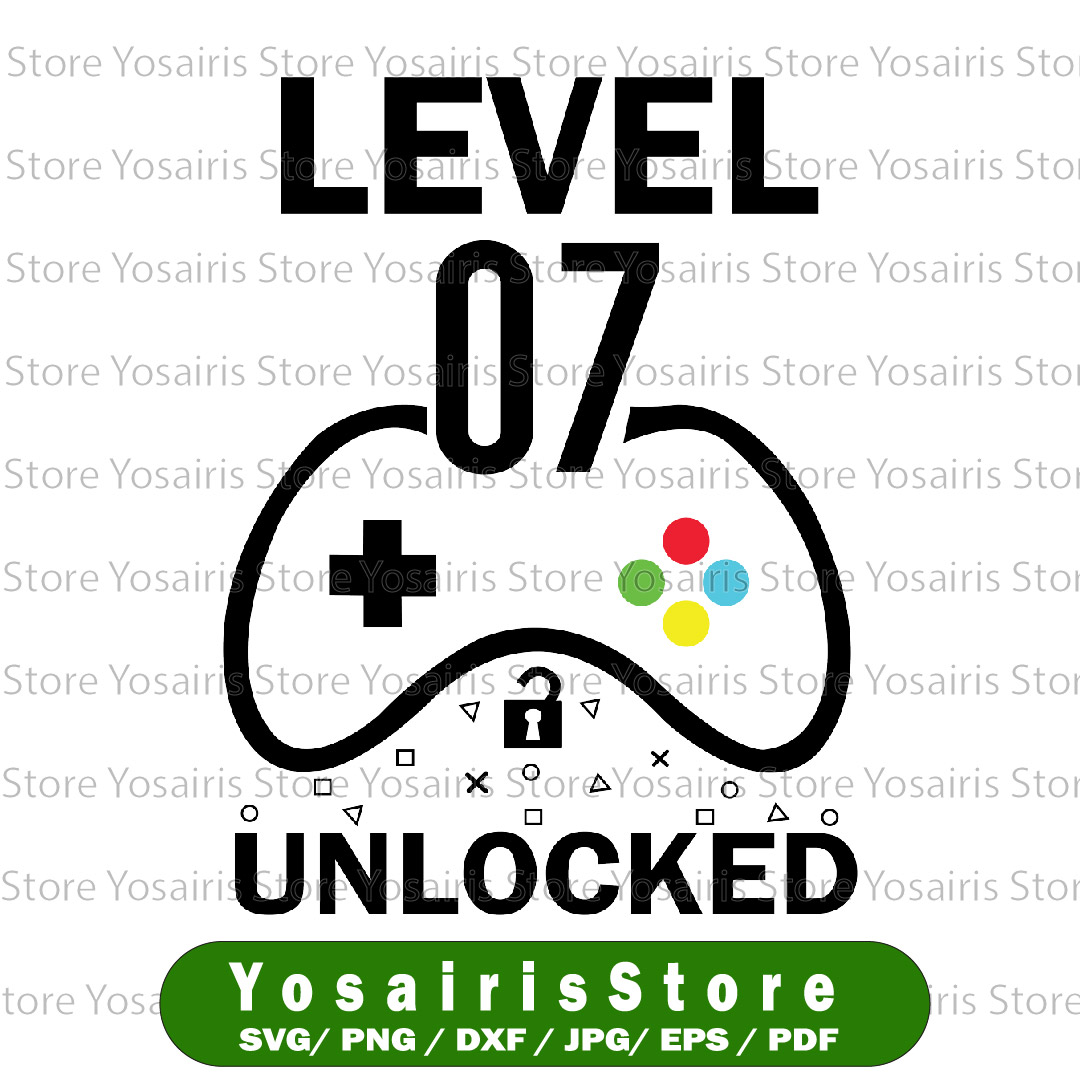 7th Birthday Svg Png, Level 7 Unlocked, Video Gamer Birthday - Inspire ...
