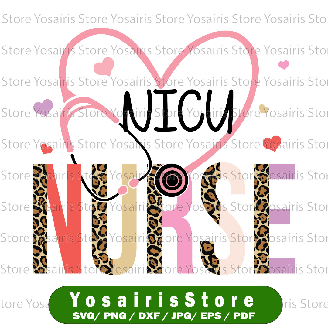 NICU Nurse Valentine PNG, Leopard Print Heart Stethoscope Nu | Inspire ...