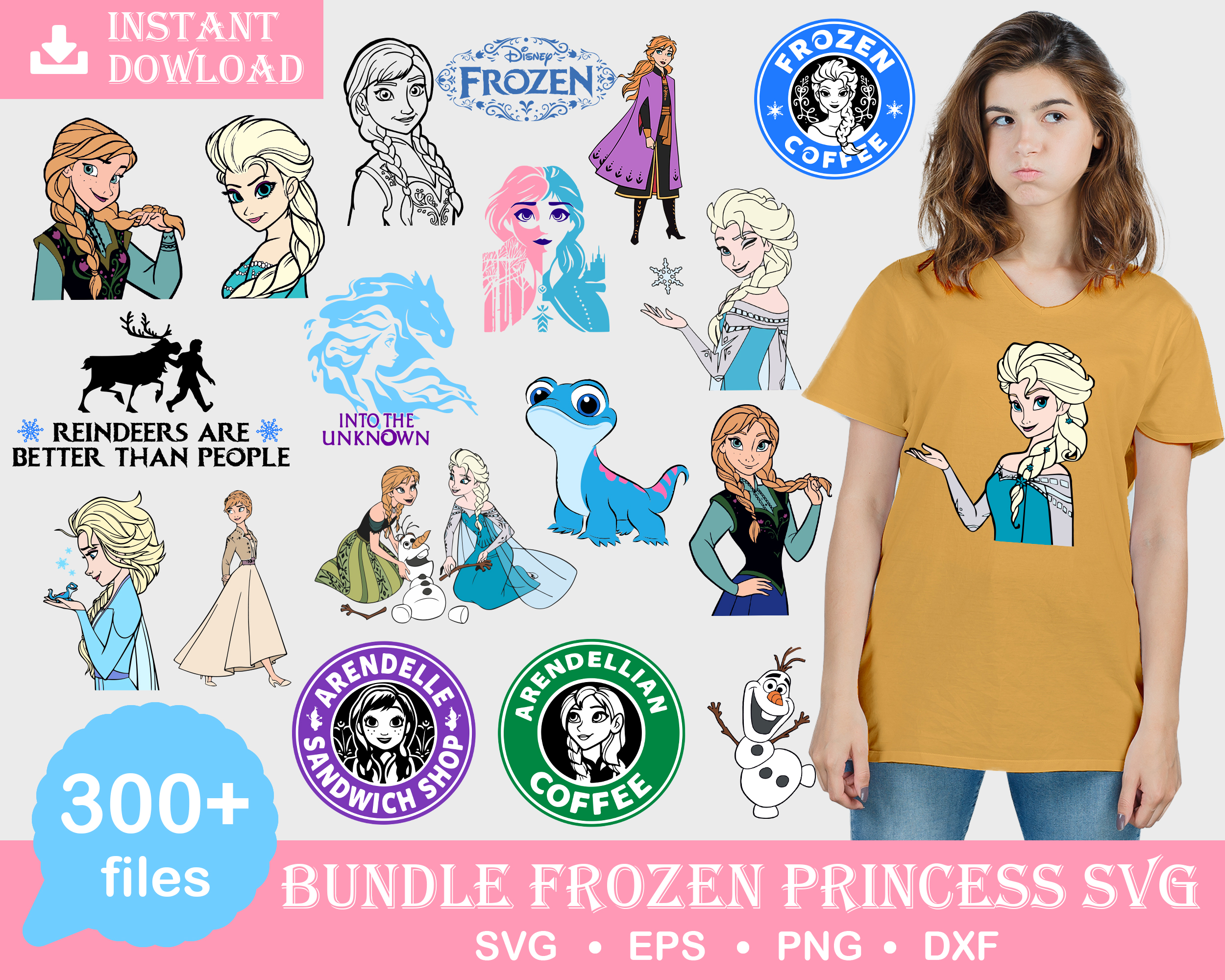 300 Frozen Princess Svg Bundle, Anna Svg, Elsa Svg, Disney P - Inspire ...