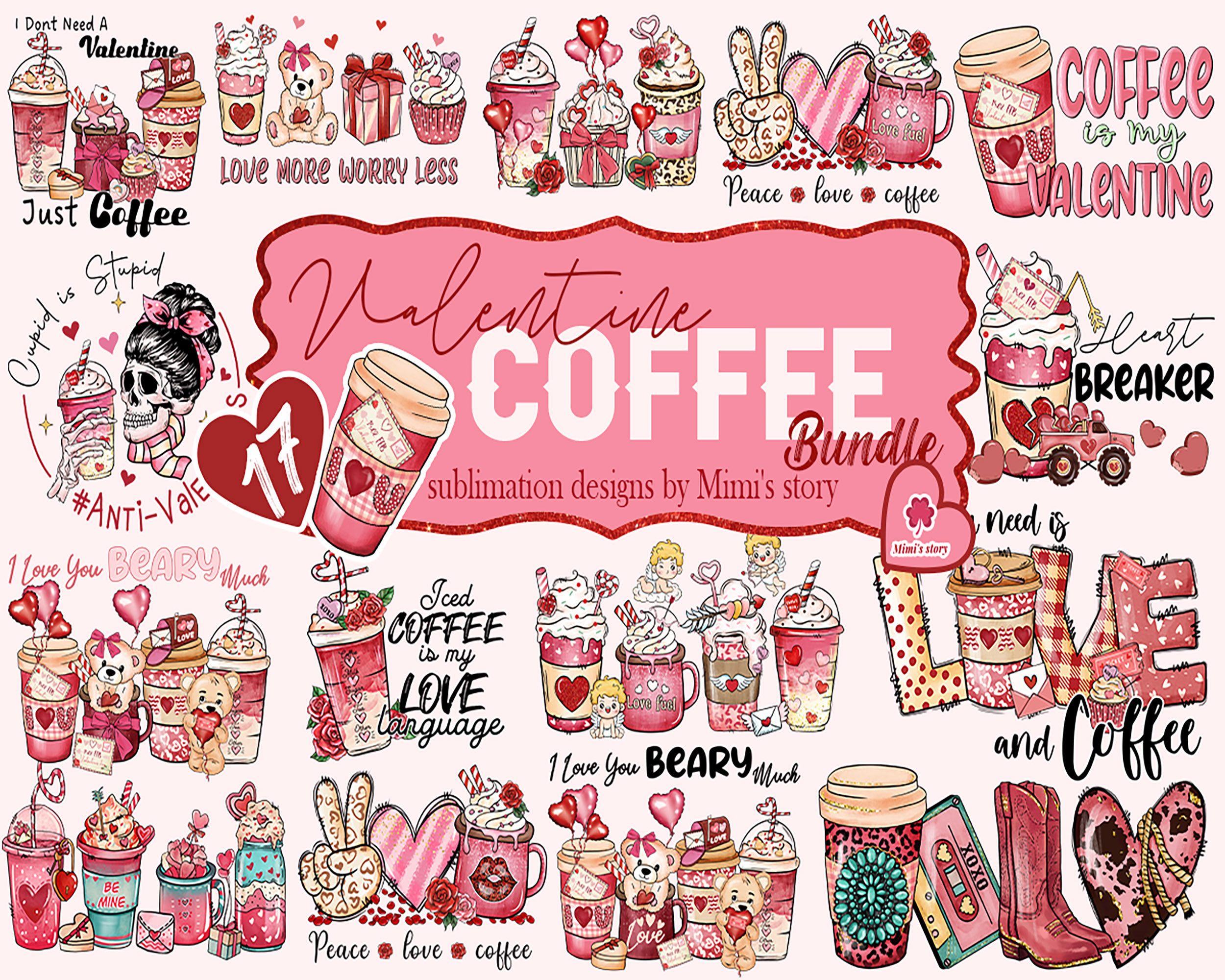 Coffee Valentine Png, Valentines Day, Hand Drawn Printable, | Inspire ...