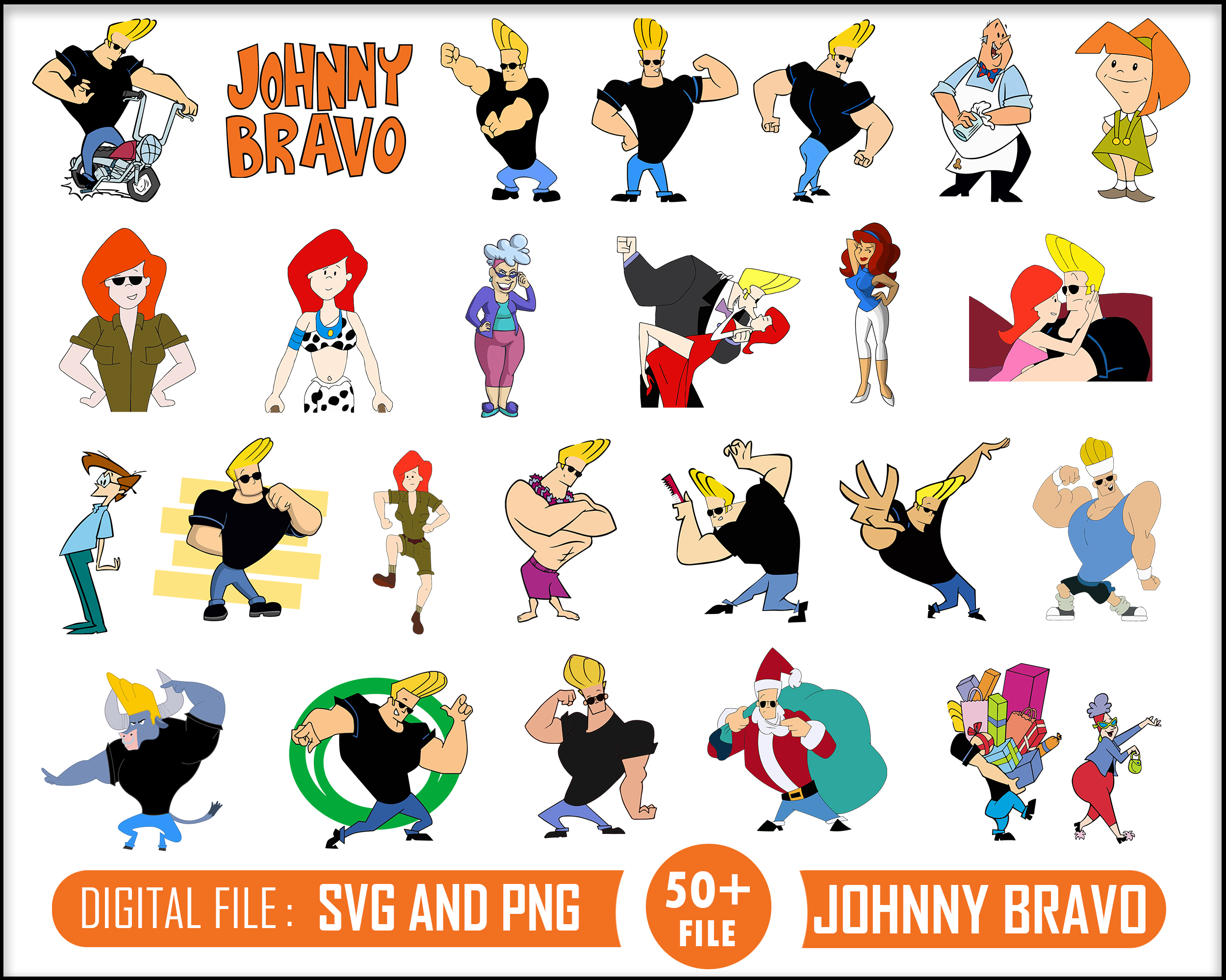 Johnny Bravo SVG, Johnny Bravo Vector, Johnny Bravo SVG Bund - Inspire ...