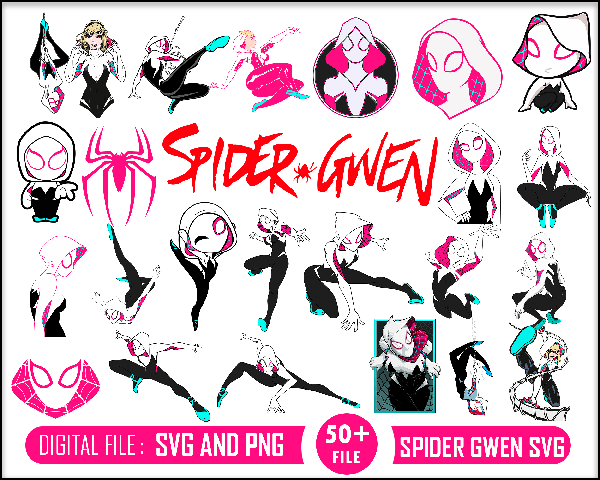 Spider Gwen Svg, SpiderWoman Svg, Digital download, SVG, PNG | Inspire ...