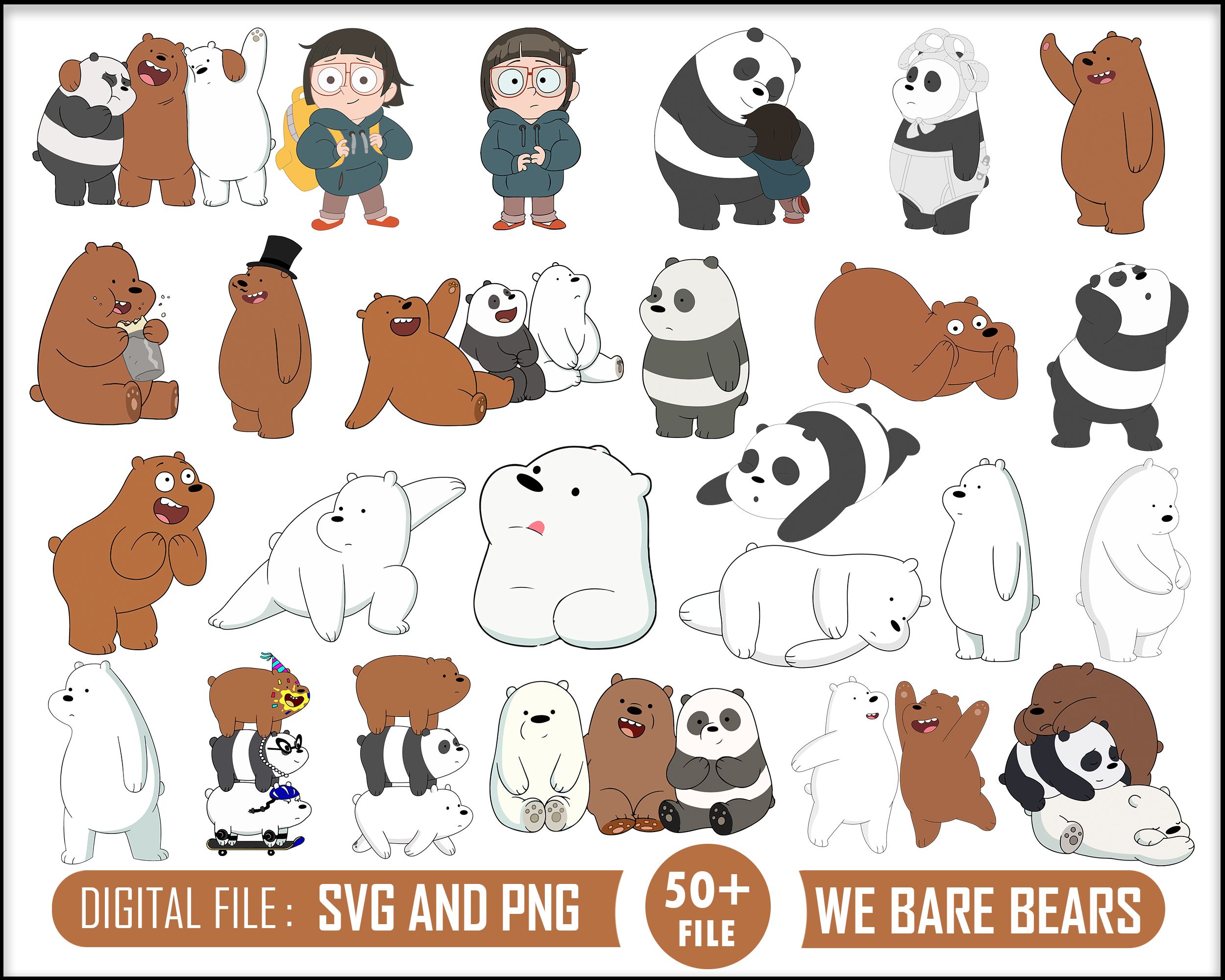 We Bare Bears digital, Layered svg, silhouette, artwork, ins | Inspire ...