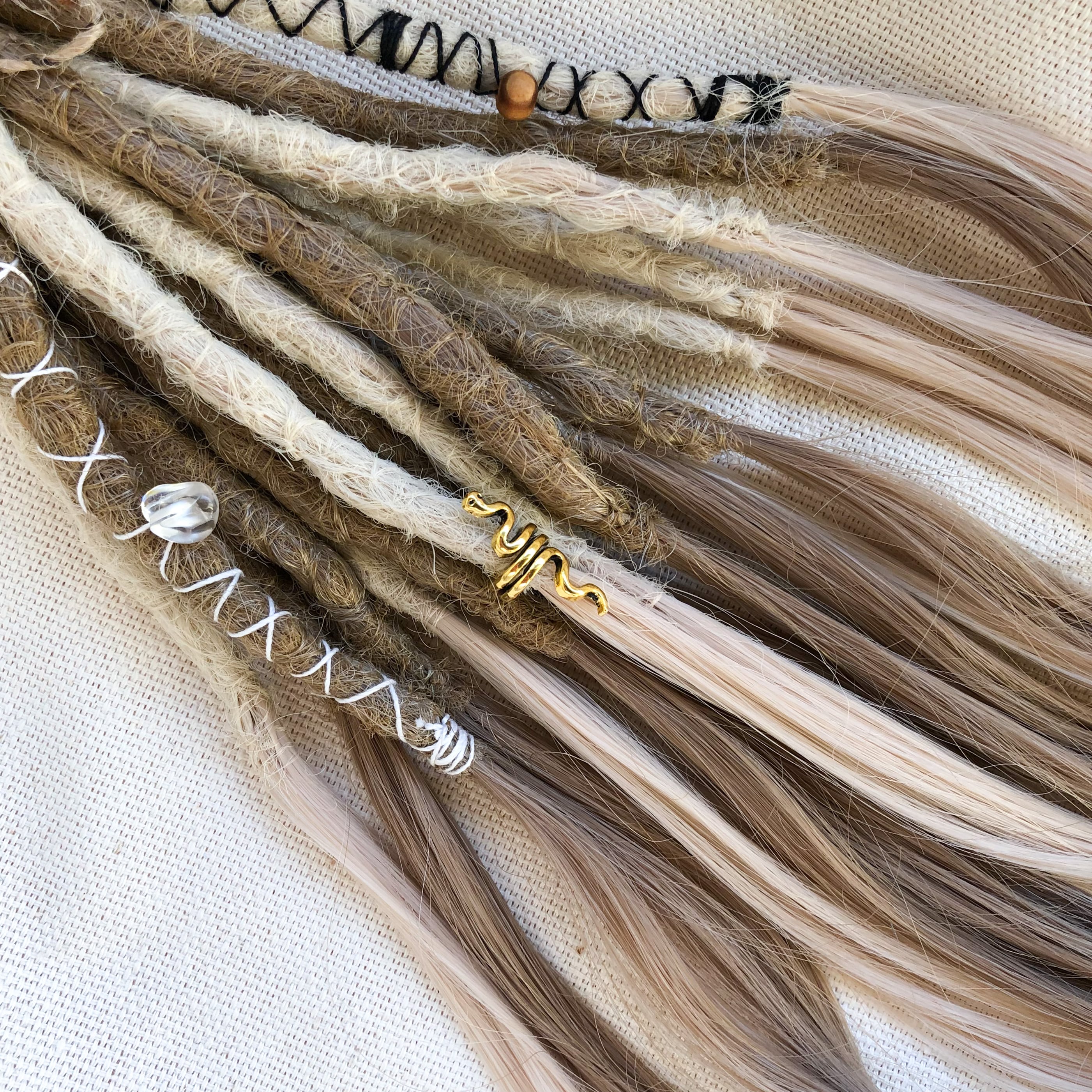 Mix curly dreads brown light brown blonde wavy dreadlocks - Inspire Uplift