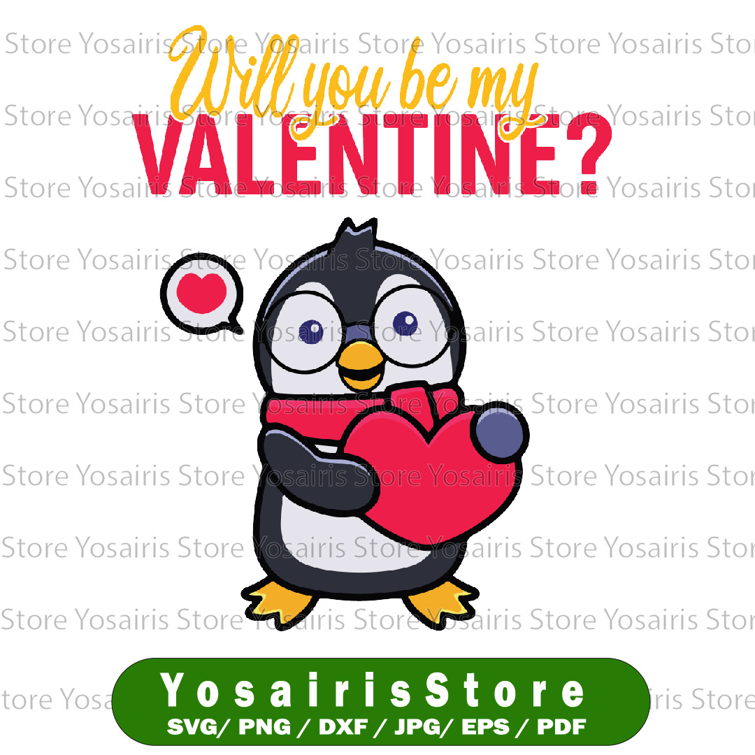 Will You Be My Valentine Svg, Penguin Valentine's Day Svg pn | Inspire ...