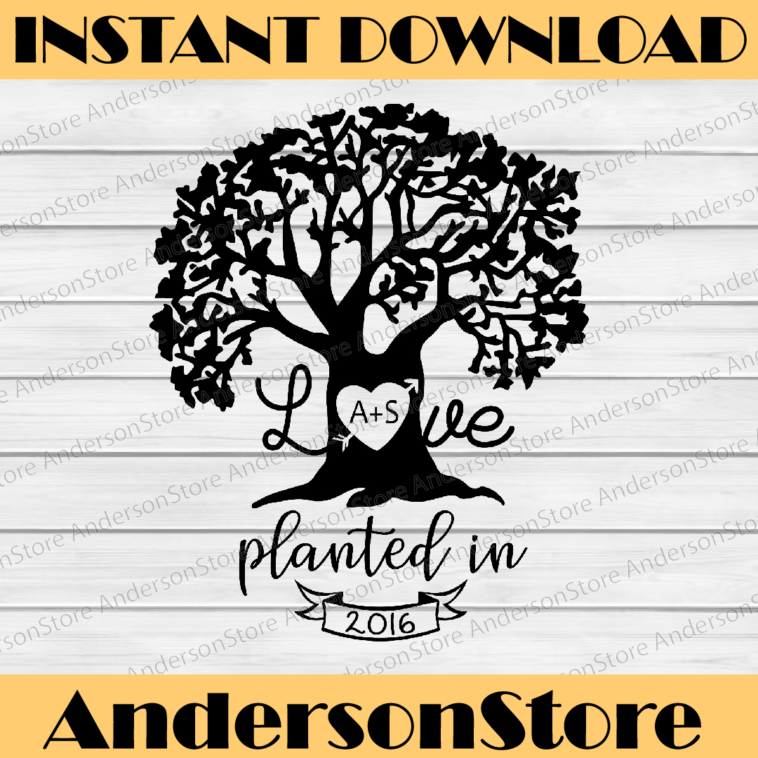 Tree planted in Wedding Anniversary SVG File for Cutting Mac | Inspire ...