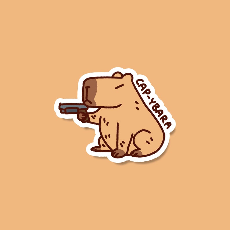 Bust a Cap-ybara Capybara Gun Vinyl Sticker | Inspire Uplift