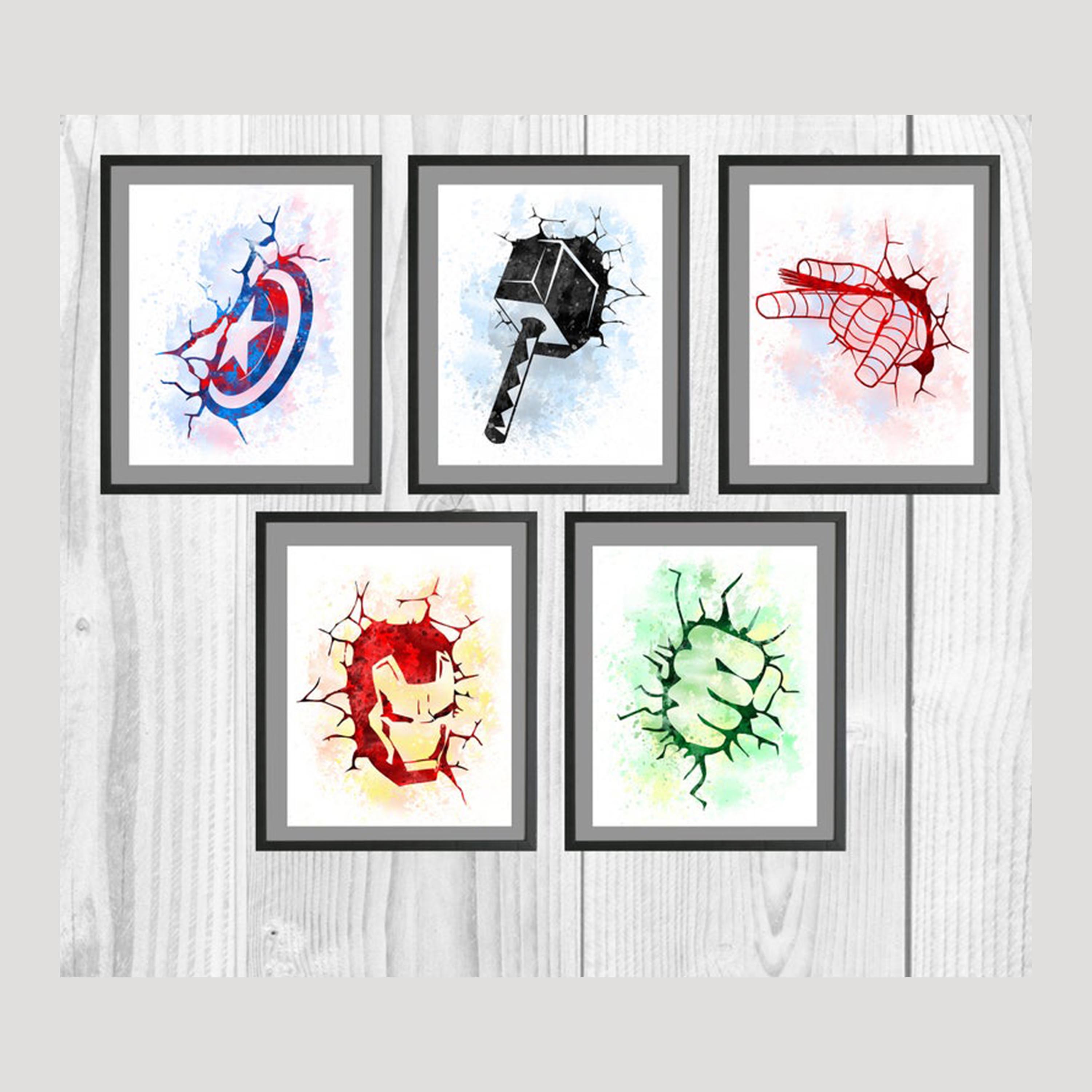 Marvel Superheroes Logos Set Art Print Digital Files decor n | Inspire ...