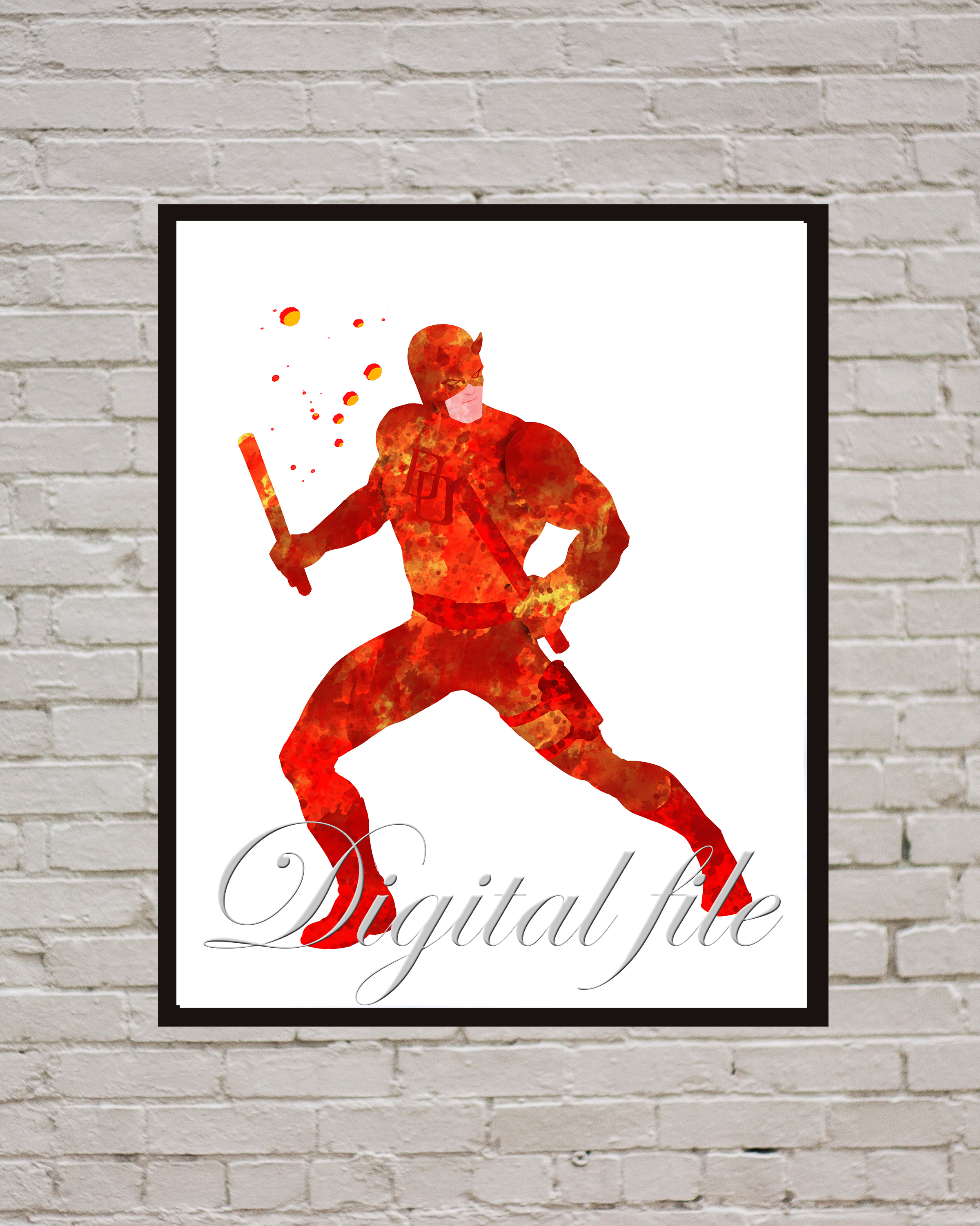 Daredevil Marvel Superhero Art Print Digital Files decor nur | Inspire ...