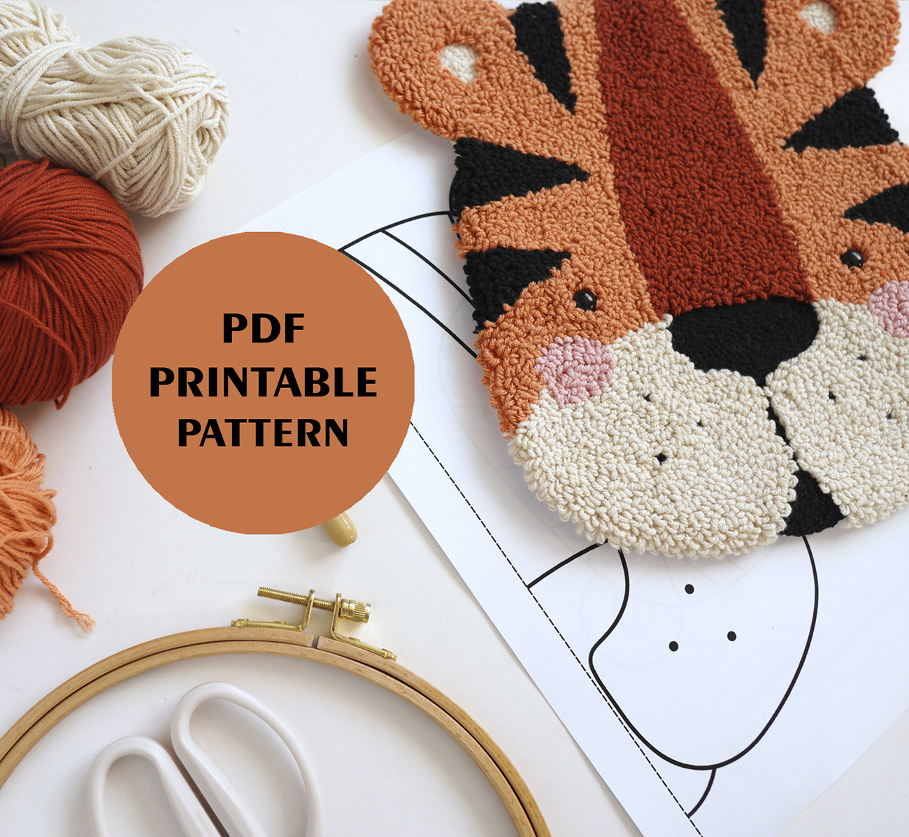 Tiger punch needle, Punch needle pattern, Printable pattern, | Inspire ...