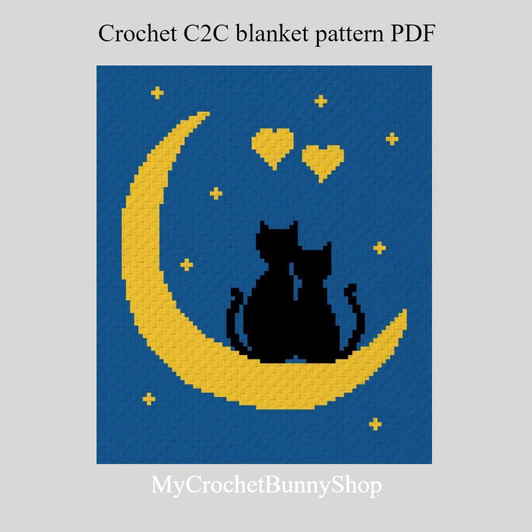 Crochet C2C Night Cats 2 blanket pattern PDF - Inspire Uplift