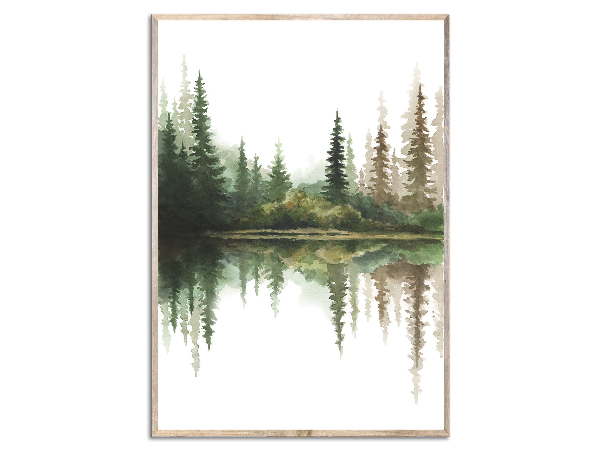 Pine Trees Lake Art Foggy Forest Print Forest Lake Wall Art | Inspire ...