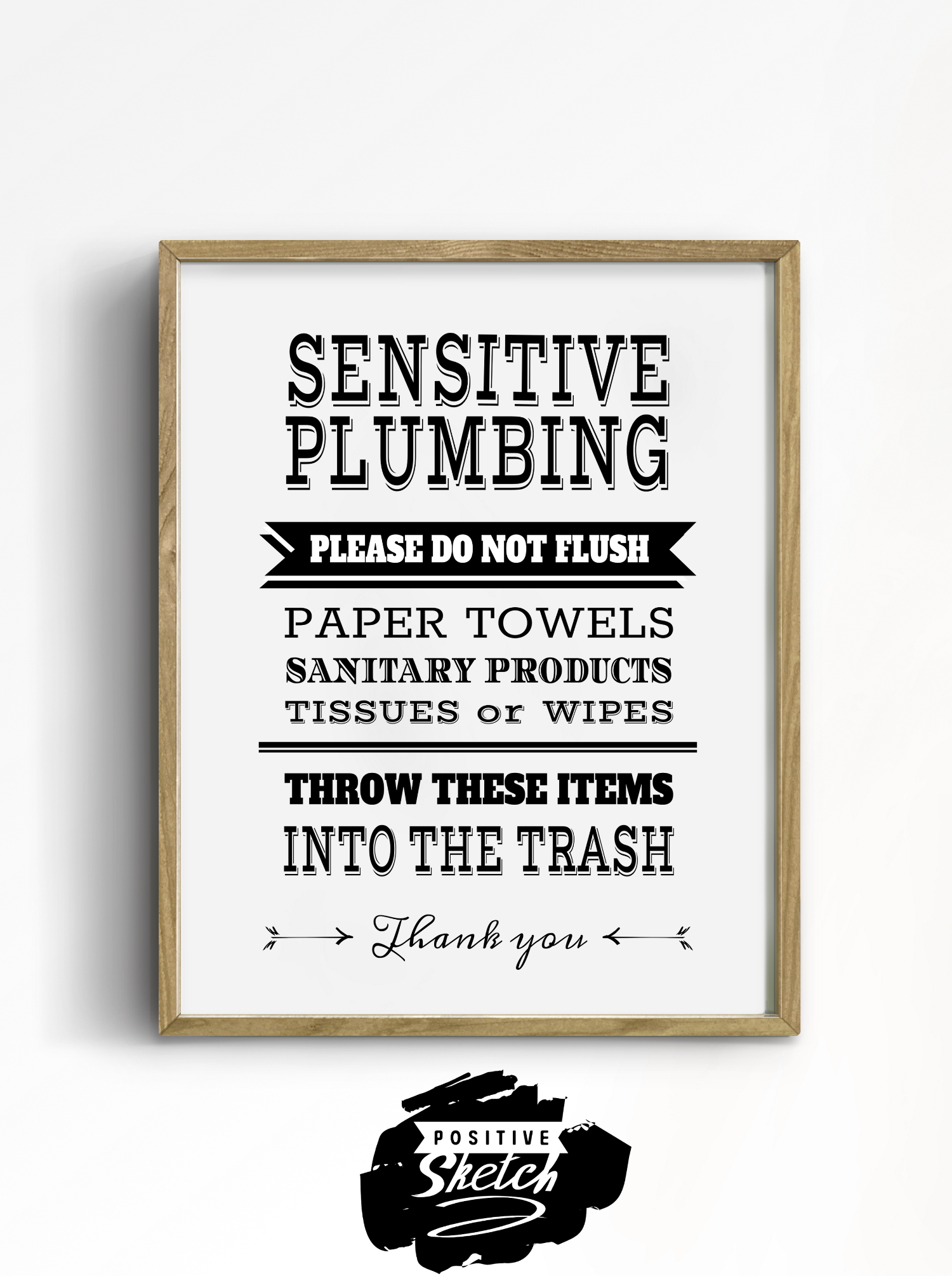 Toilet sign, Sensitive Plumbing, PRINTABLE wall art, Flush t - Inspire ...