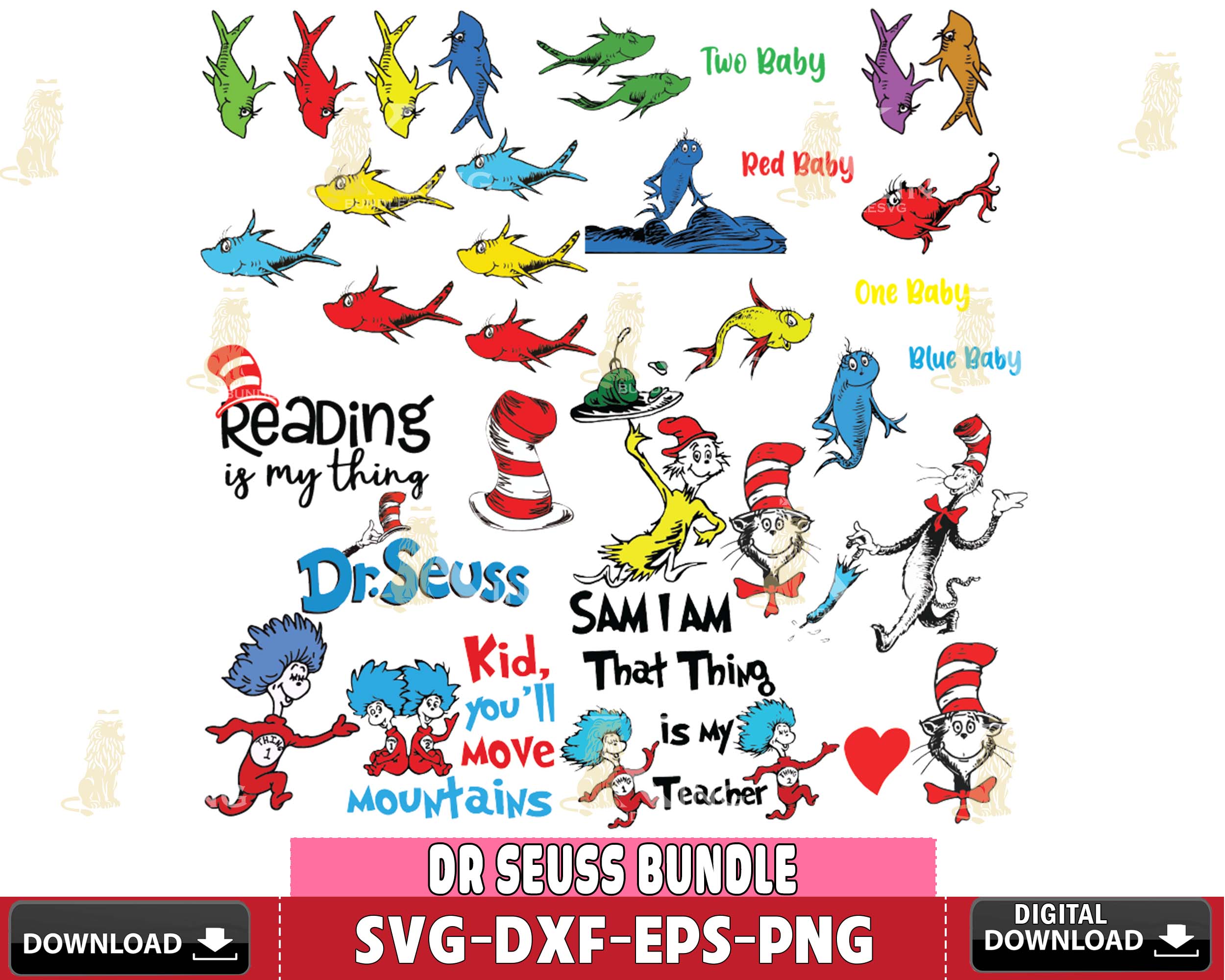 Dr Seuss Bundle svg dxf eps png , Dr Seuss Bundle Svg, for C - Inspire ...