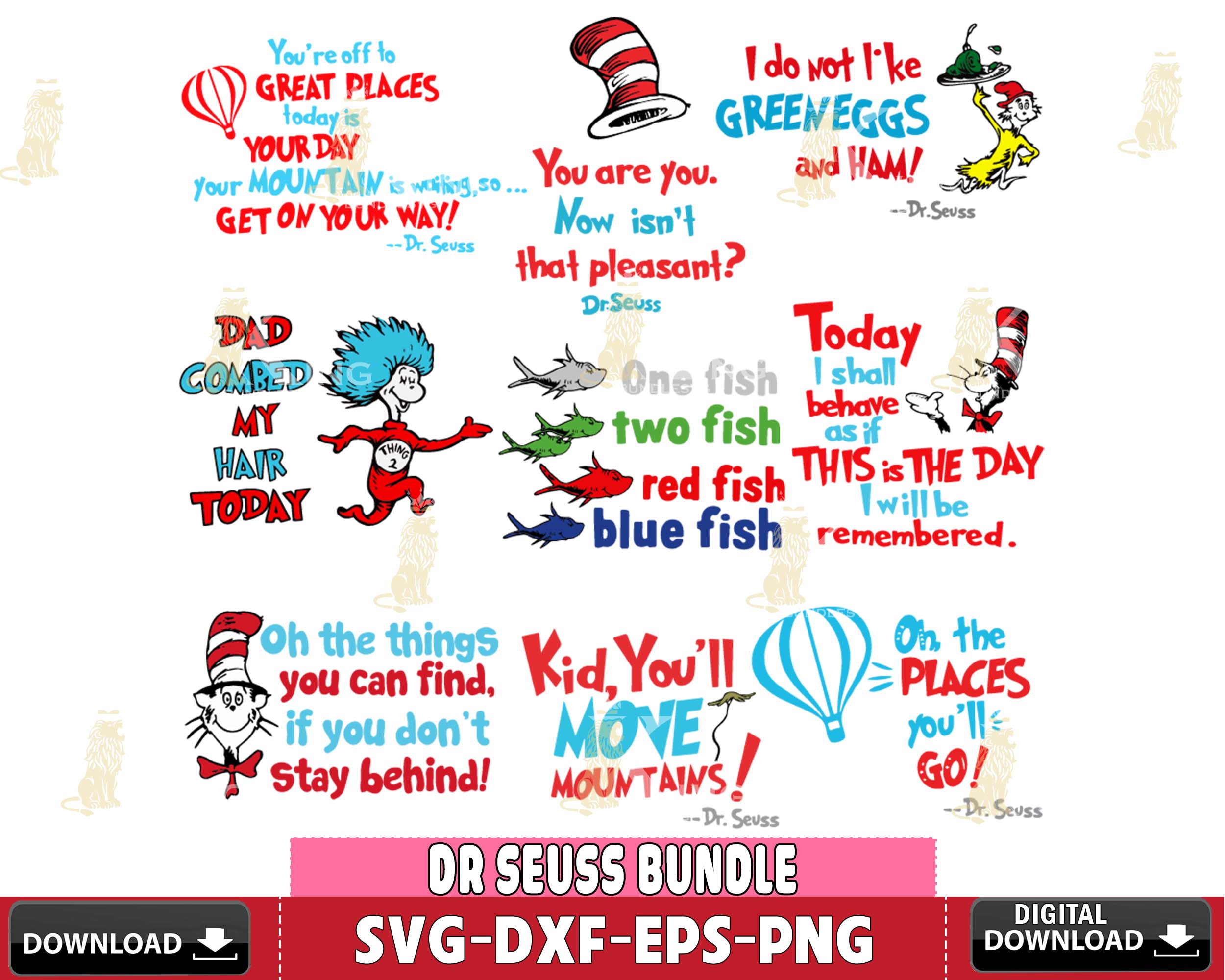 Dr Seuss Bundle Svg, Dr Seuss Bundle svg dxf eps png , for C - Inspire ...