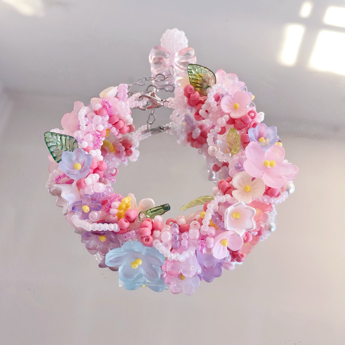 blossom flower Pink Rose bracelet Floral Handmade jewelry Gi | Inspire ...