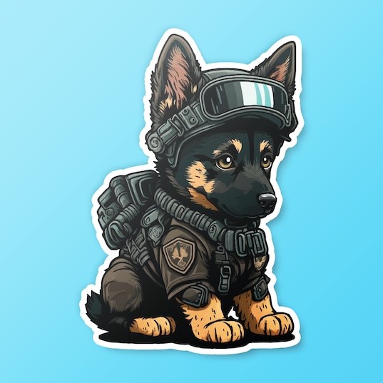 Tactical Puppy Sticker, Cool Dog Sticker, Tactical Pup Stick - Inspire ...