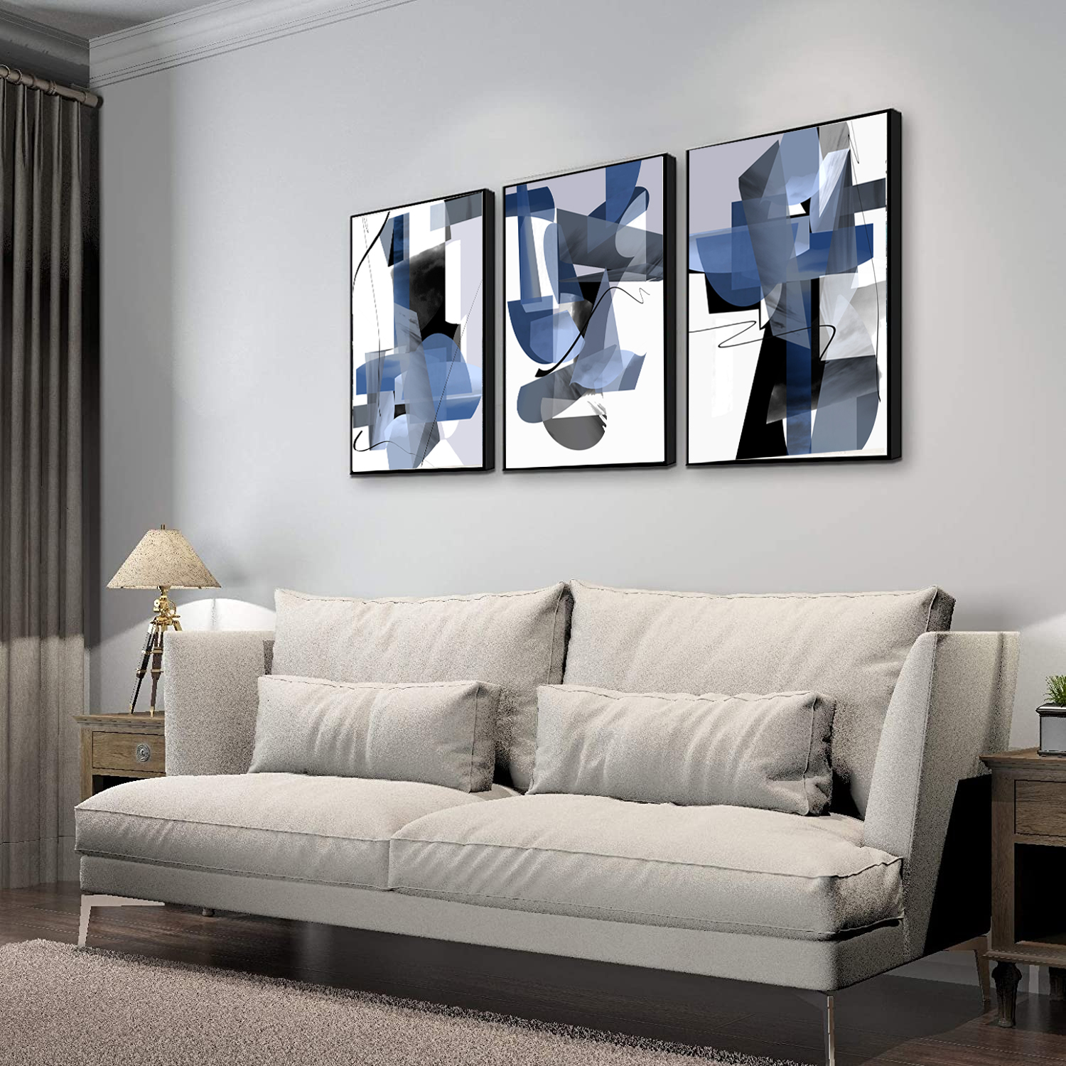 Large Posters Abstract Download Wall Art Set Of 3 Prints Blu | Inspire ...