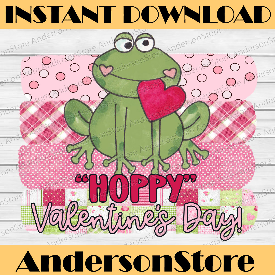 Hoppy Valentine's Day Frog, Valentine Frog PNG, Pink Backgro | Inspire ...