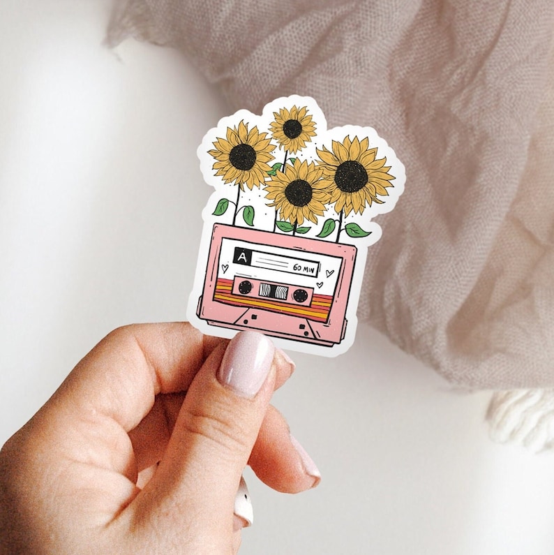 Sunflower Cassette Sticker, Vintage Music Sticker, Retro Lap - Inspire ...
