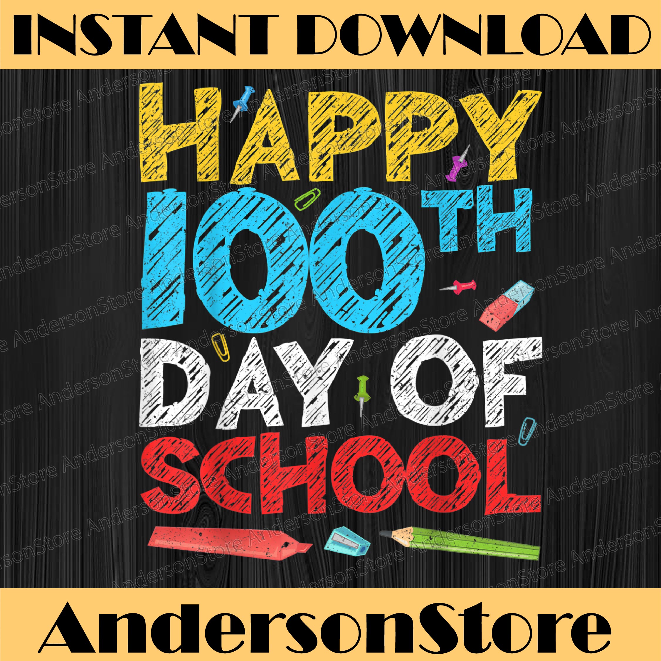 Happy 100th Day Of School Colorful Hearts PNG | Inspire Uplift