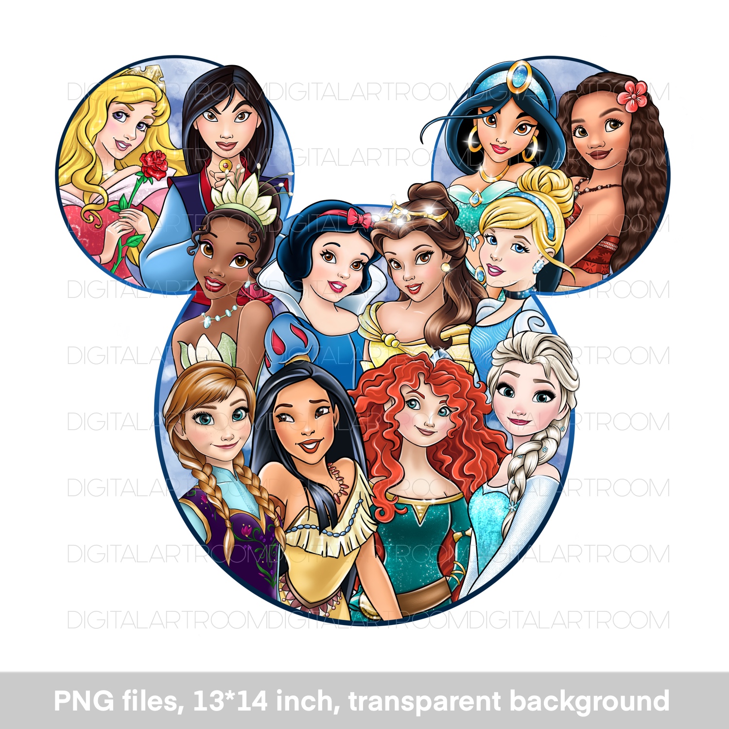 Cartoon princesses PNG sublimation design | Inspire Uplift