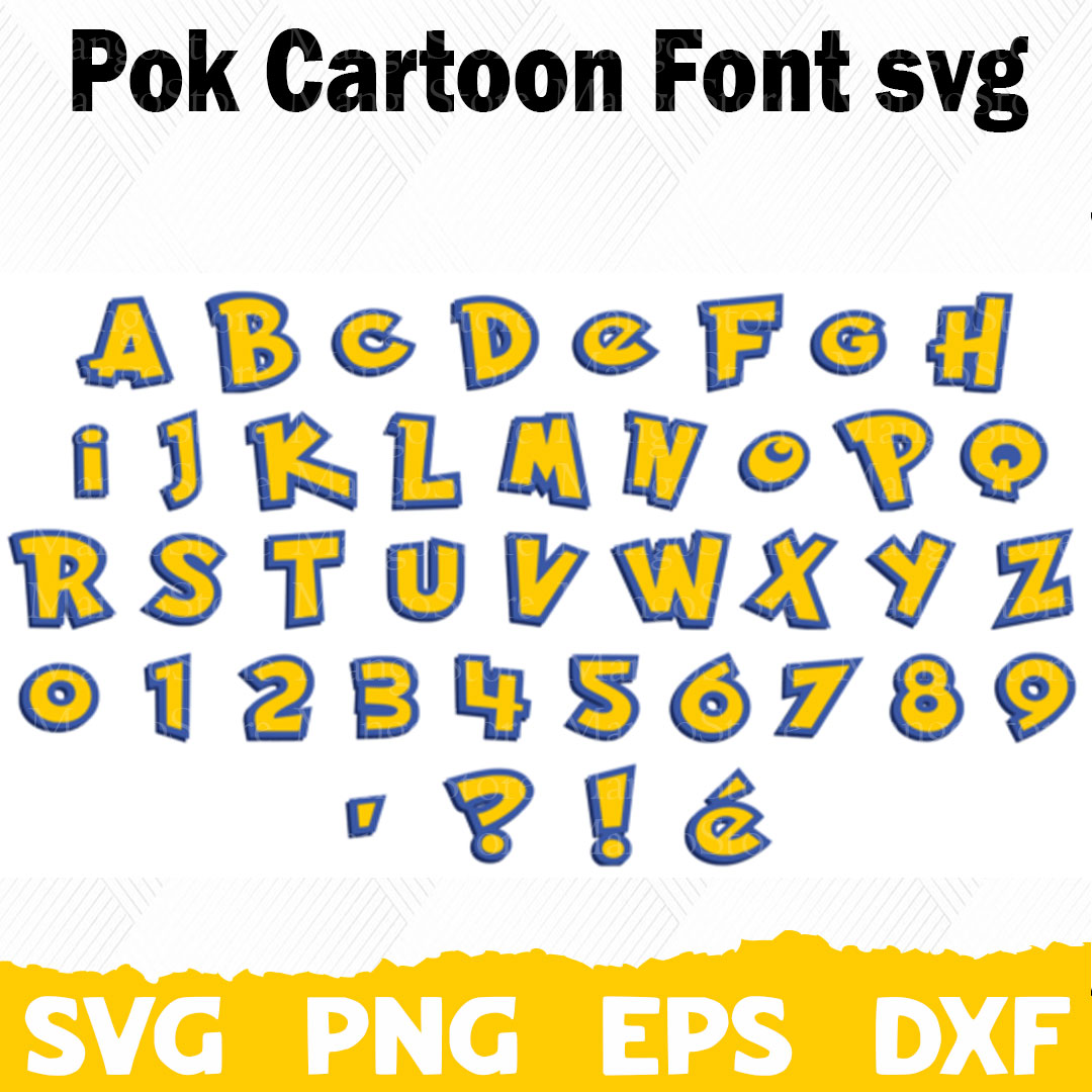 Pok Cartoon Font Svg, Font svg, Silhouette, Cricut Font, Bun | Inspire ...