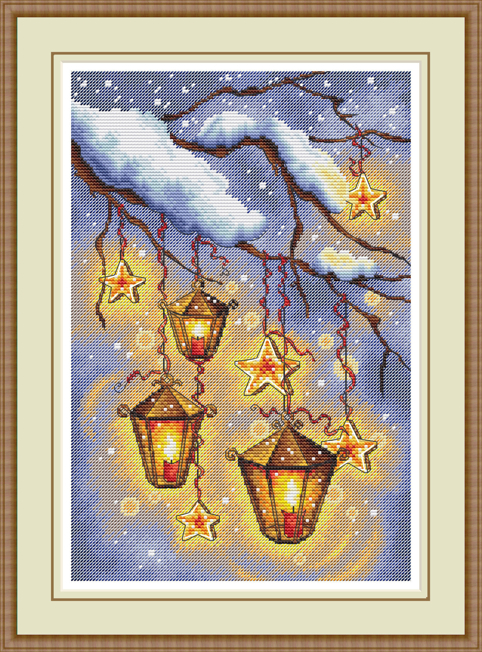 Lanterns Cross Stitch Pattern Winter Cross Stitch Pattern Ch | Inspire Uplift