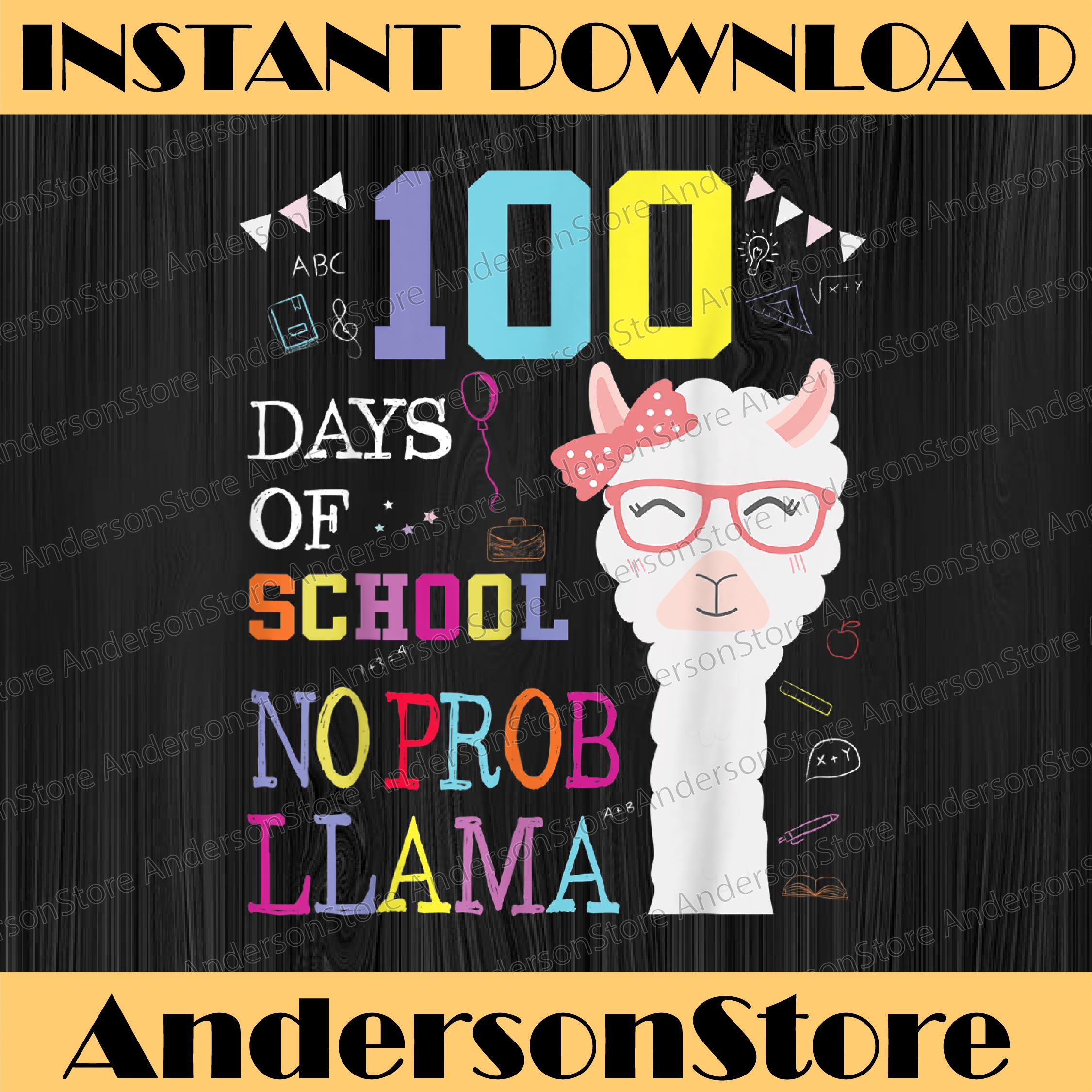 100 Days of School PNG No Probllama Llama 100th day PNG | Inspire Uplift