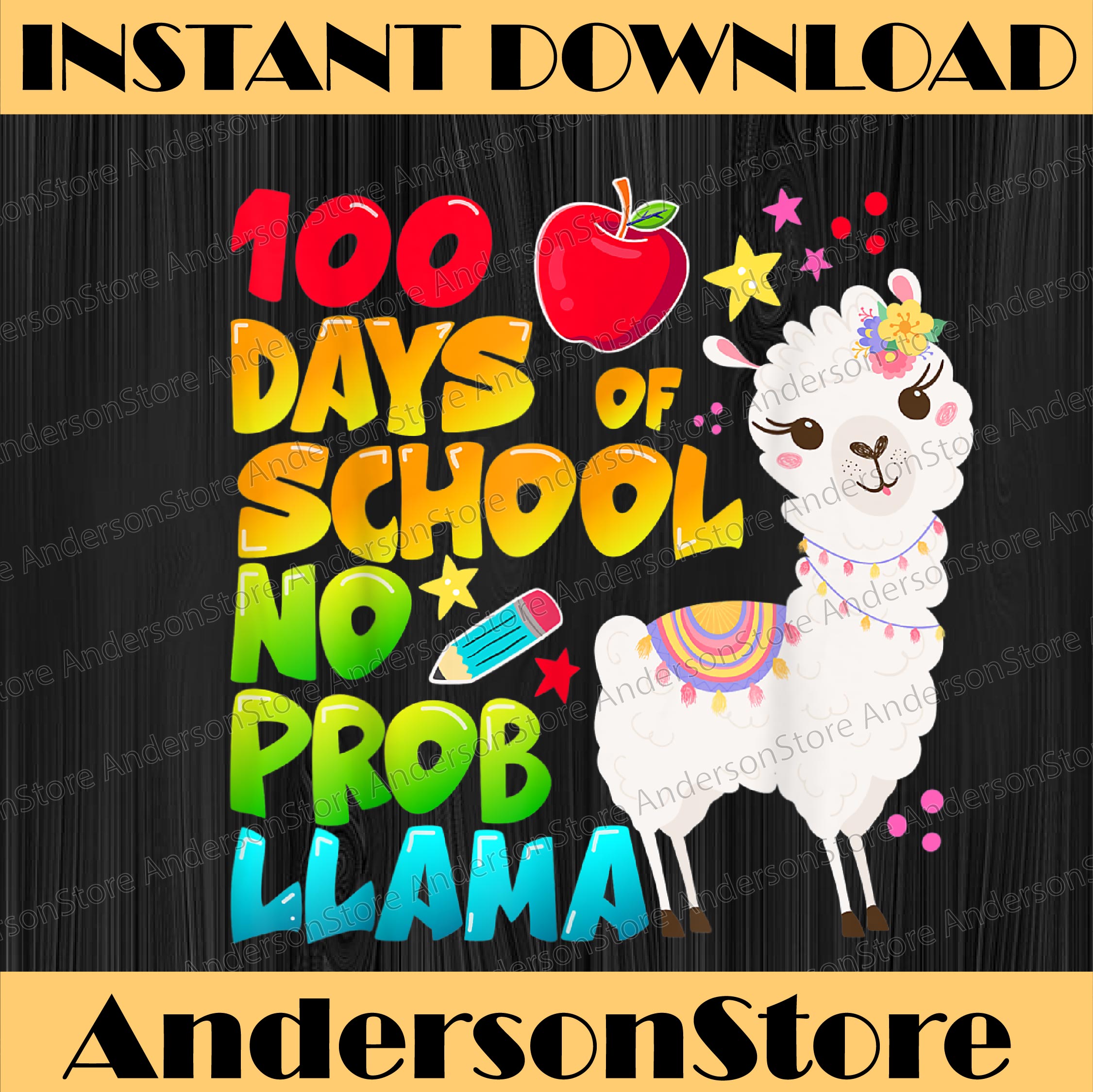 100th day of school No Prob Llama PNG | Inspire Uplift