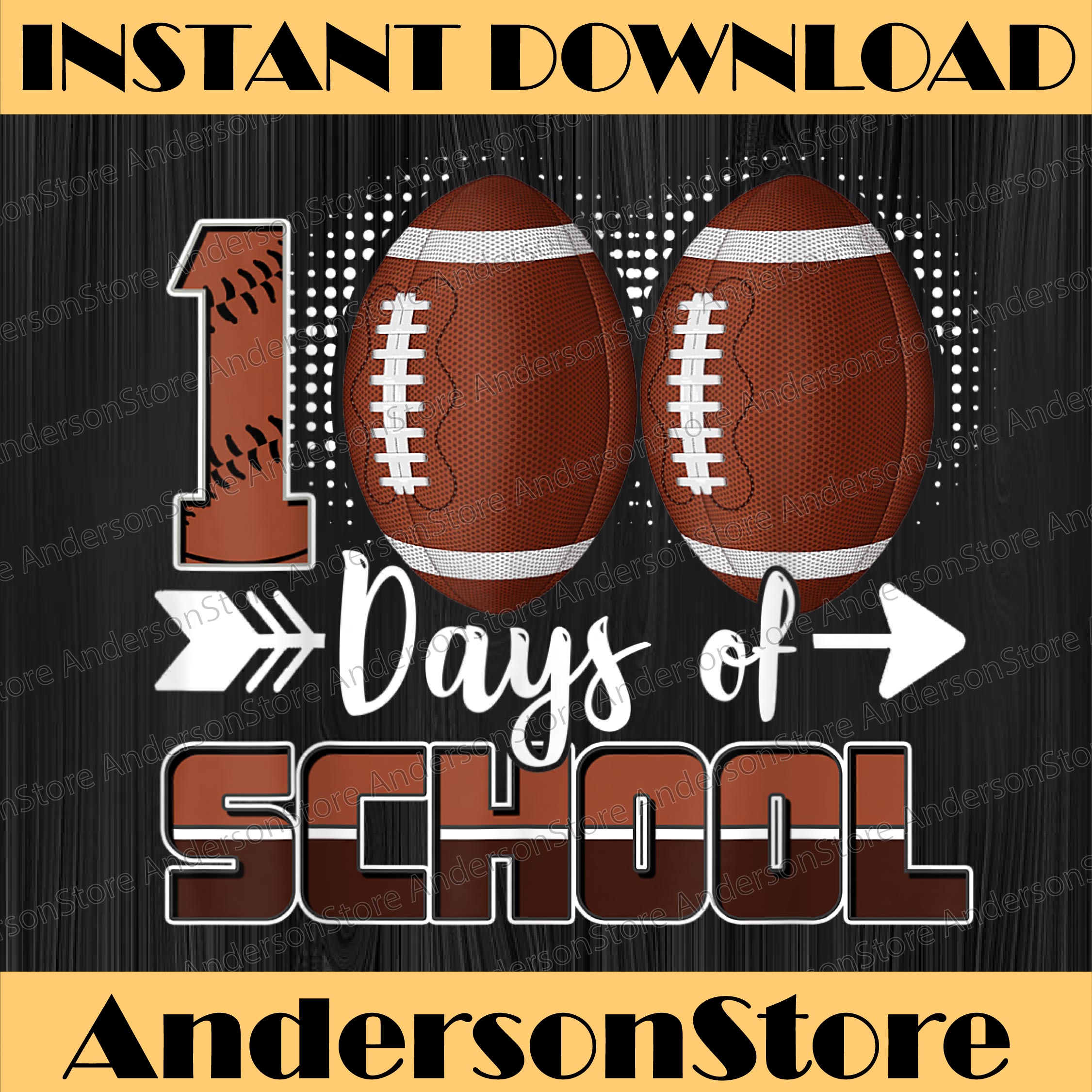 100 Days Of School Football 100 Days Smarter 100th Day PNG | Inspire Uplift